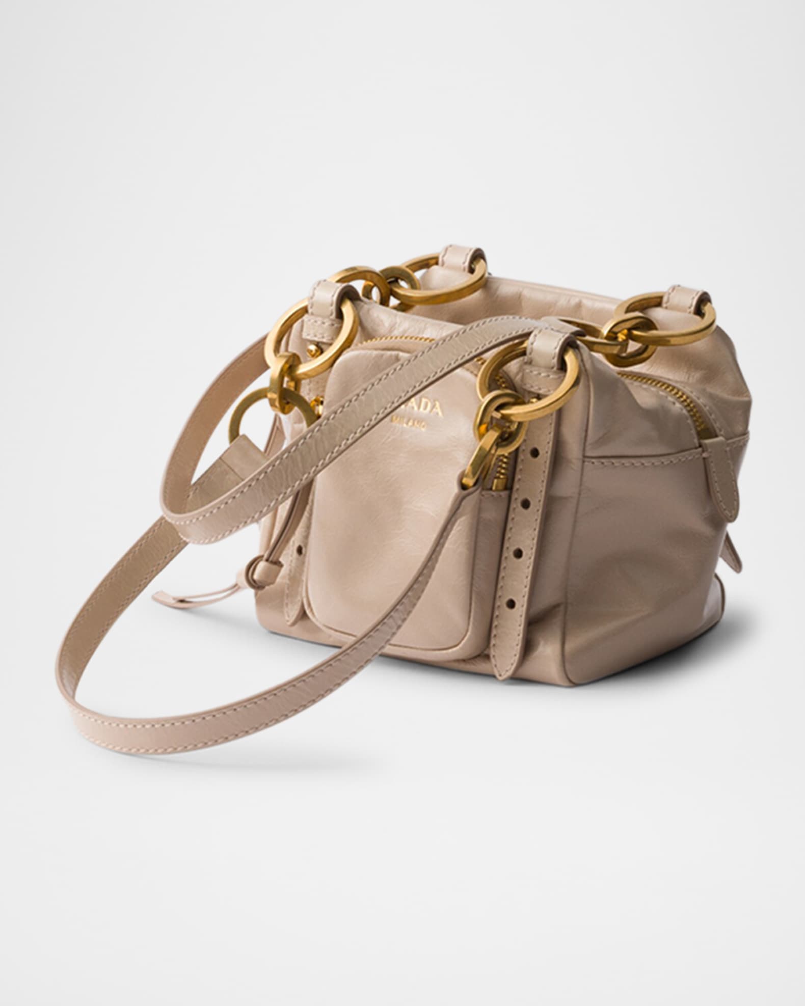 Prada Mini Dangle Leather Top-Handle Bag | Neiman Marcus