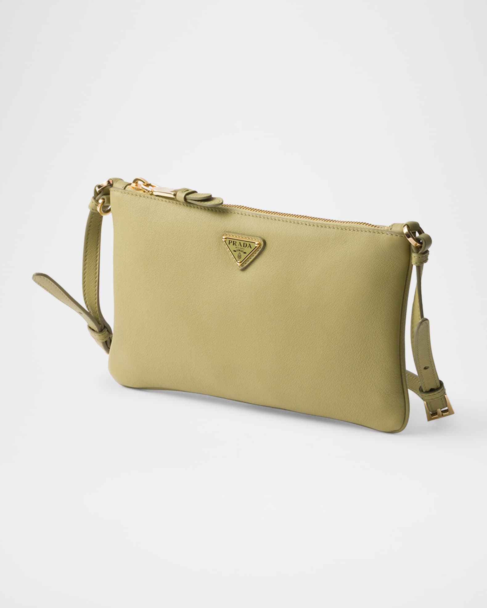 Prada Calfskin Leather Pouch Bag | Neiman Marcus