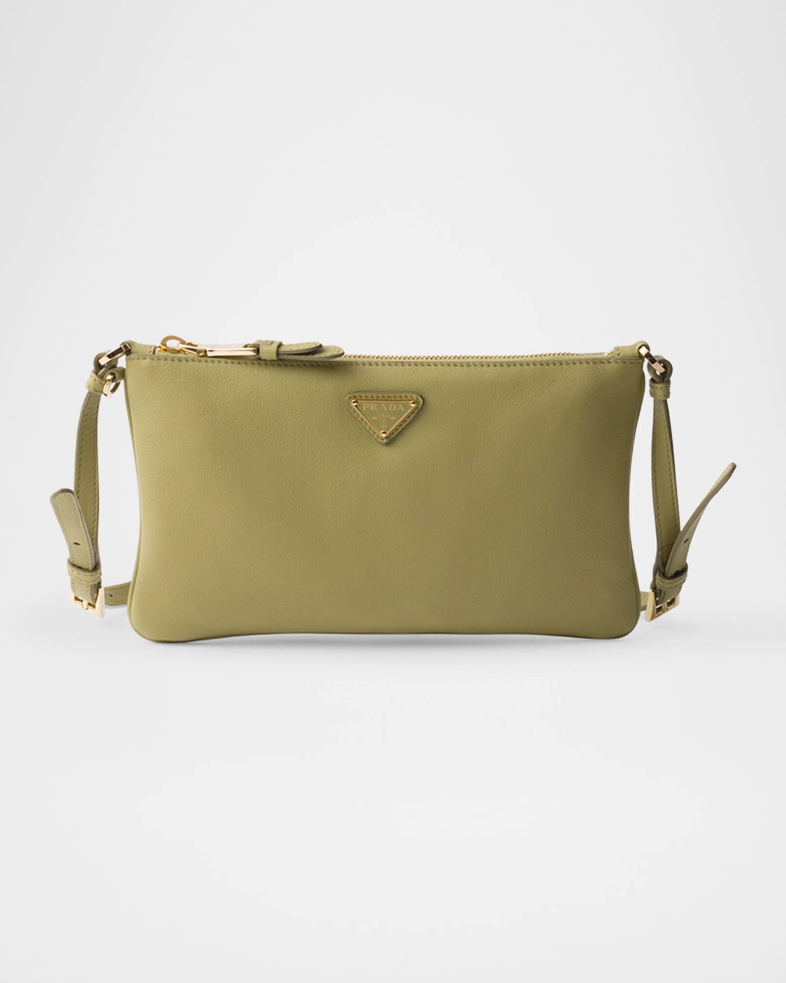 Prada Calfskin Leather Pouch Bag | Neiman Marcus