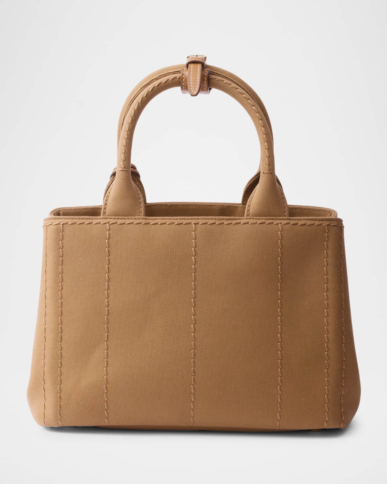 Prada Small Cotton Canvas Top-Handle Bag | Neiman Marcus