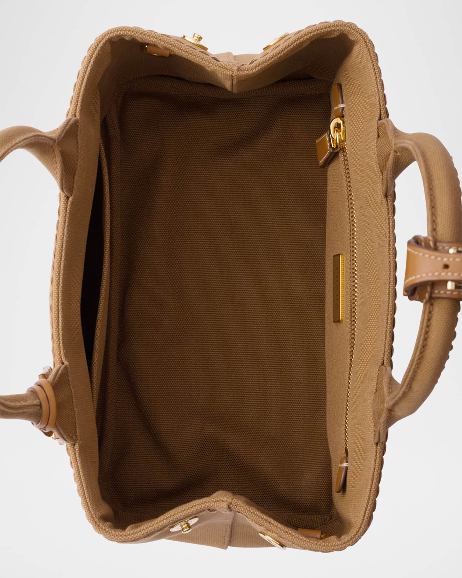 Prada Small Cotton Canvas Top-Handle Bag | Neiman Marcus