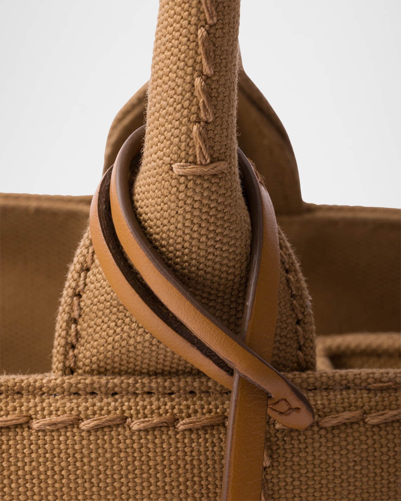 Prada Small Cotton Canvas Top-Handle Bag | Neiman Marcus