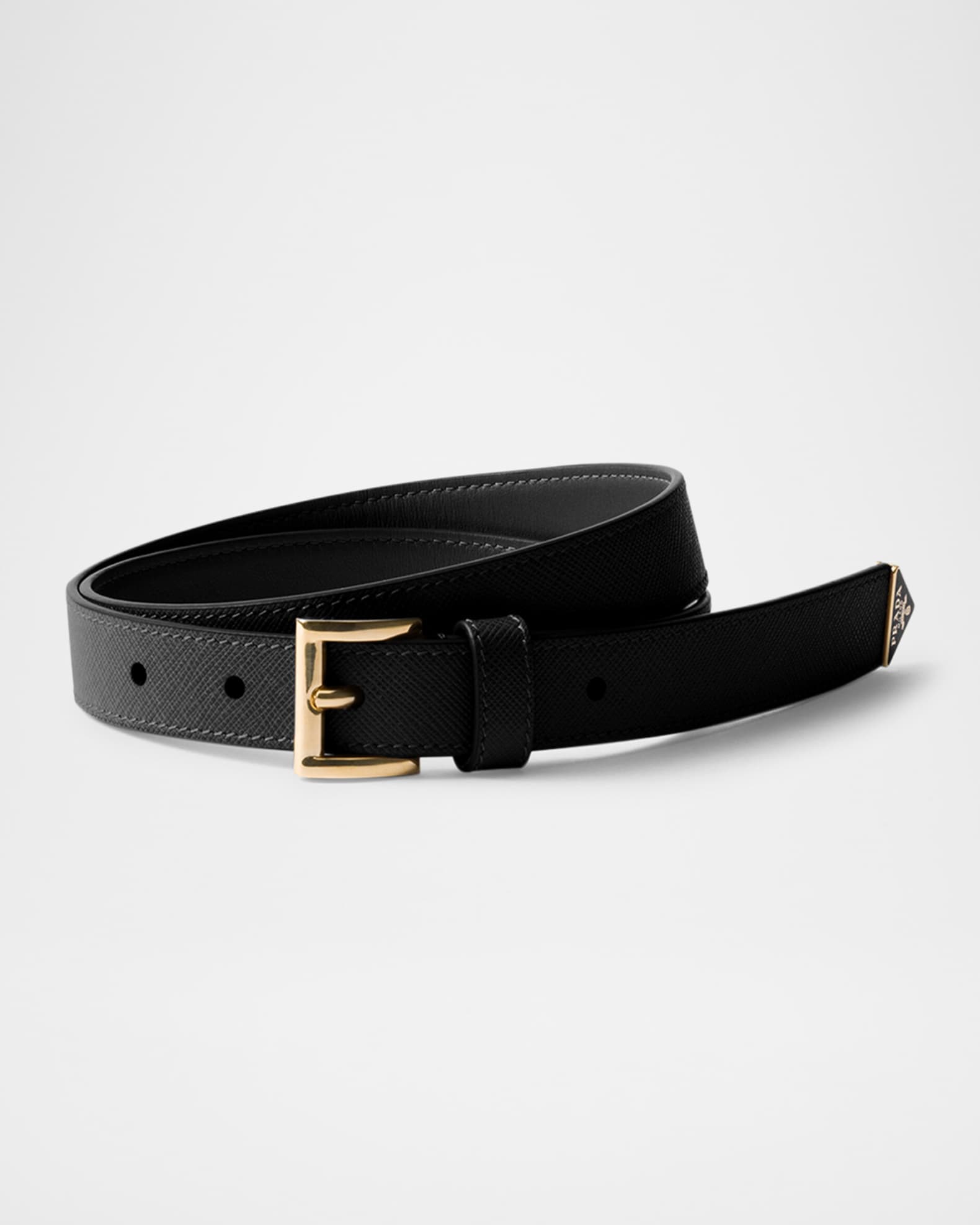 Prada Triangle Calf Leather Belt | Neiman Marcus