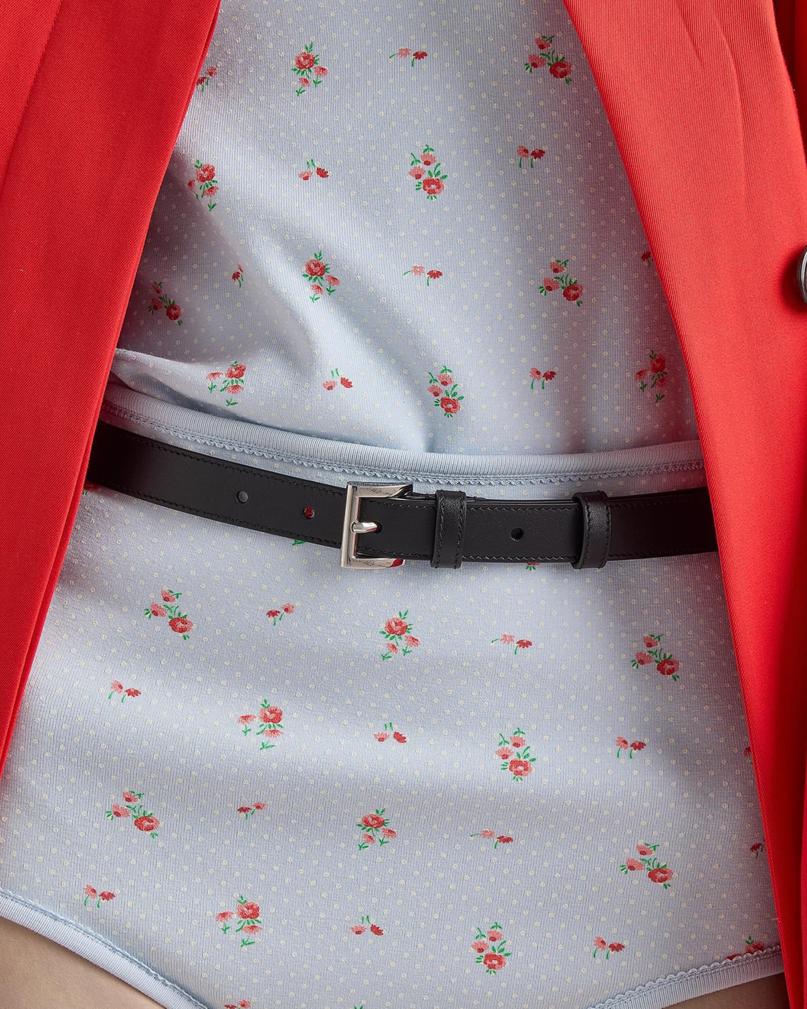 Prada Triangle Leather Belt | Neiman Marcus