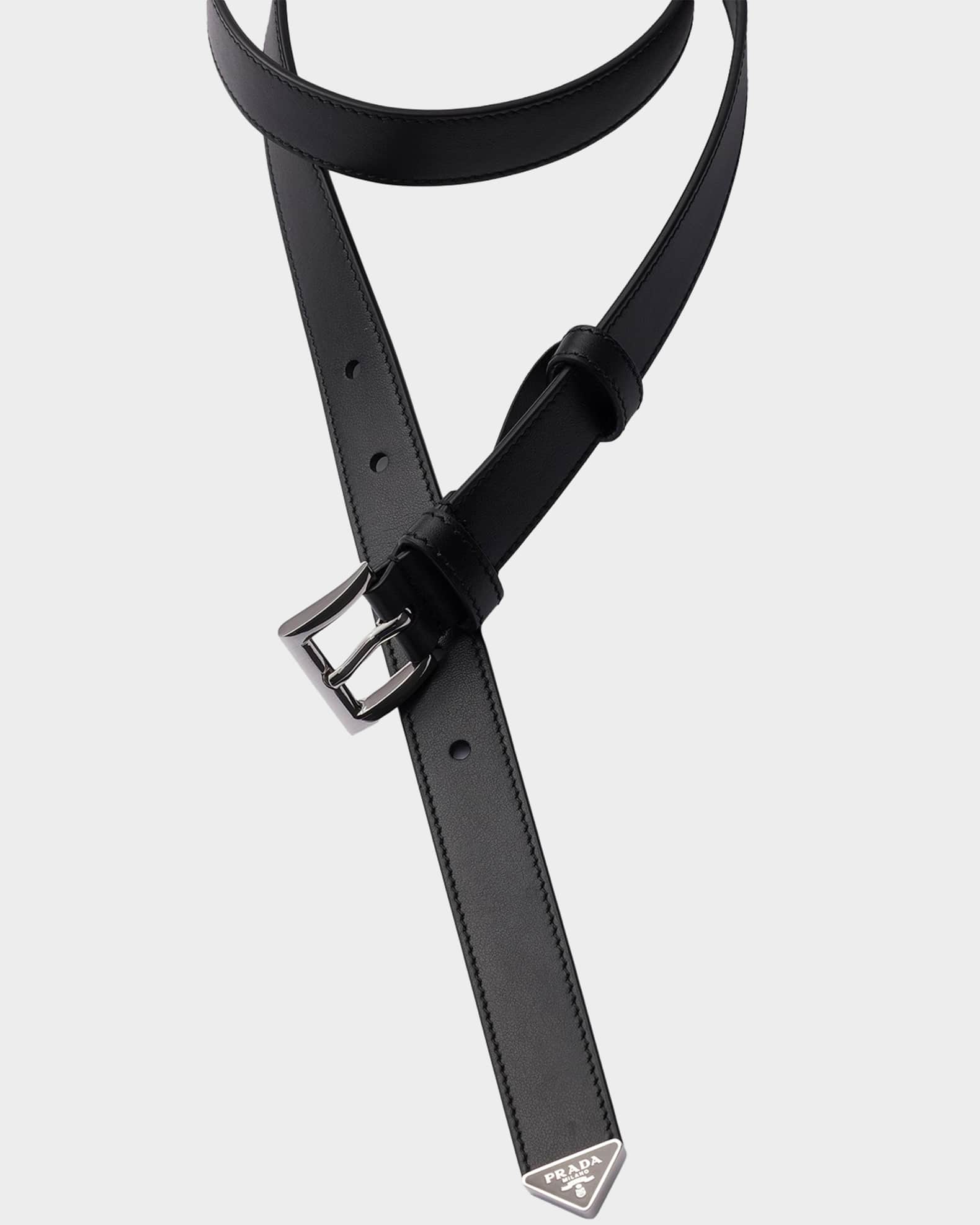 Prada Triangle Leather Belt | Neiman Marcus