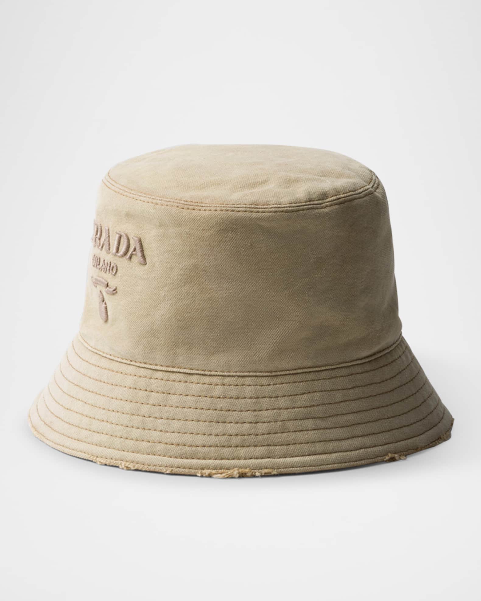 Prada Canvas Logo Bucket Hat | Neiman Marcus