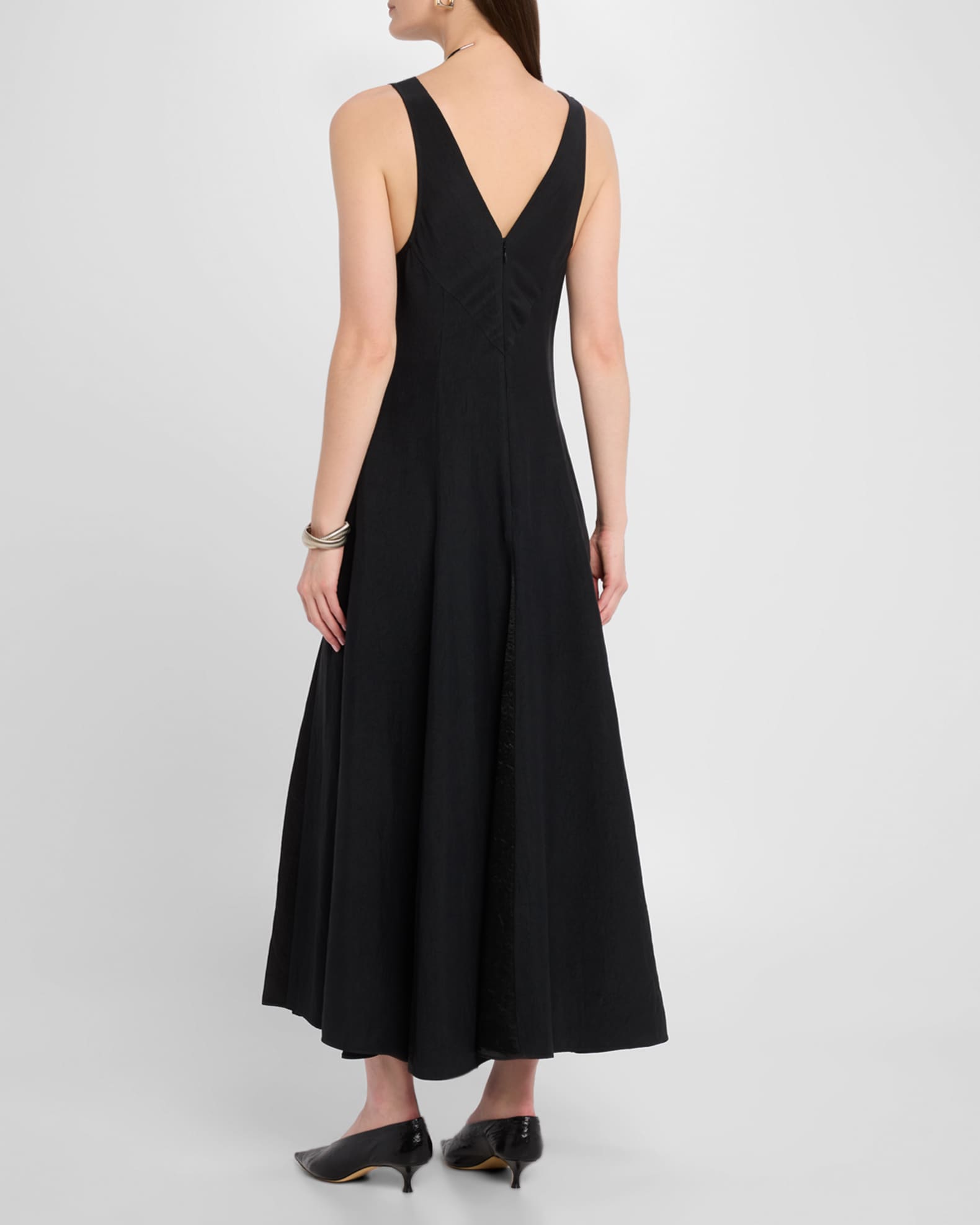 MARIA MCMANUS V-Neck Lace But Midi Dress | Neiman Marcus