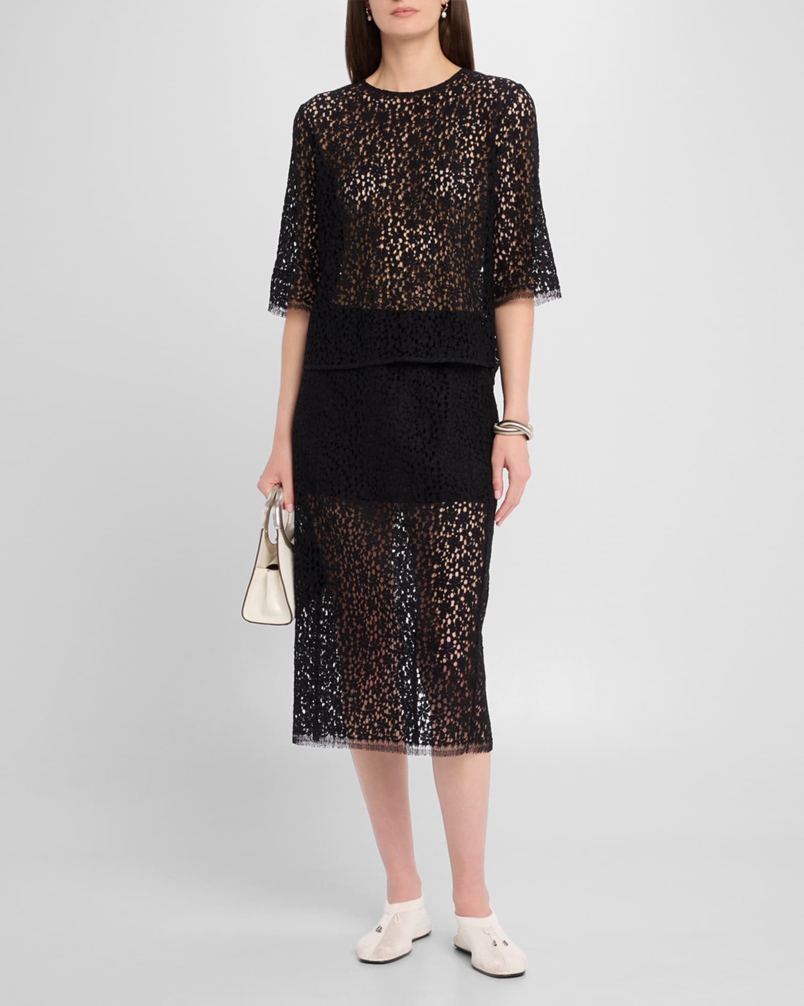 MARIA MCMANUS Lace Short-Sleeve T-Shirt | Neiman Marcus
