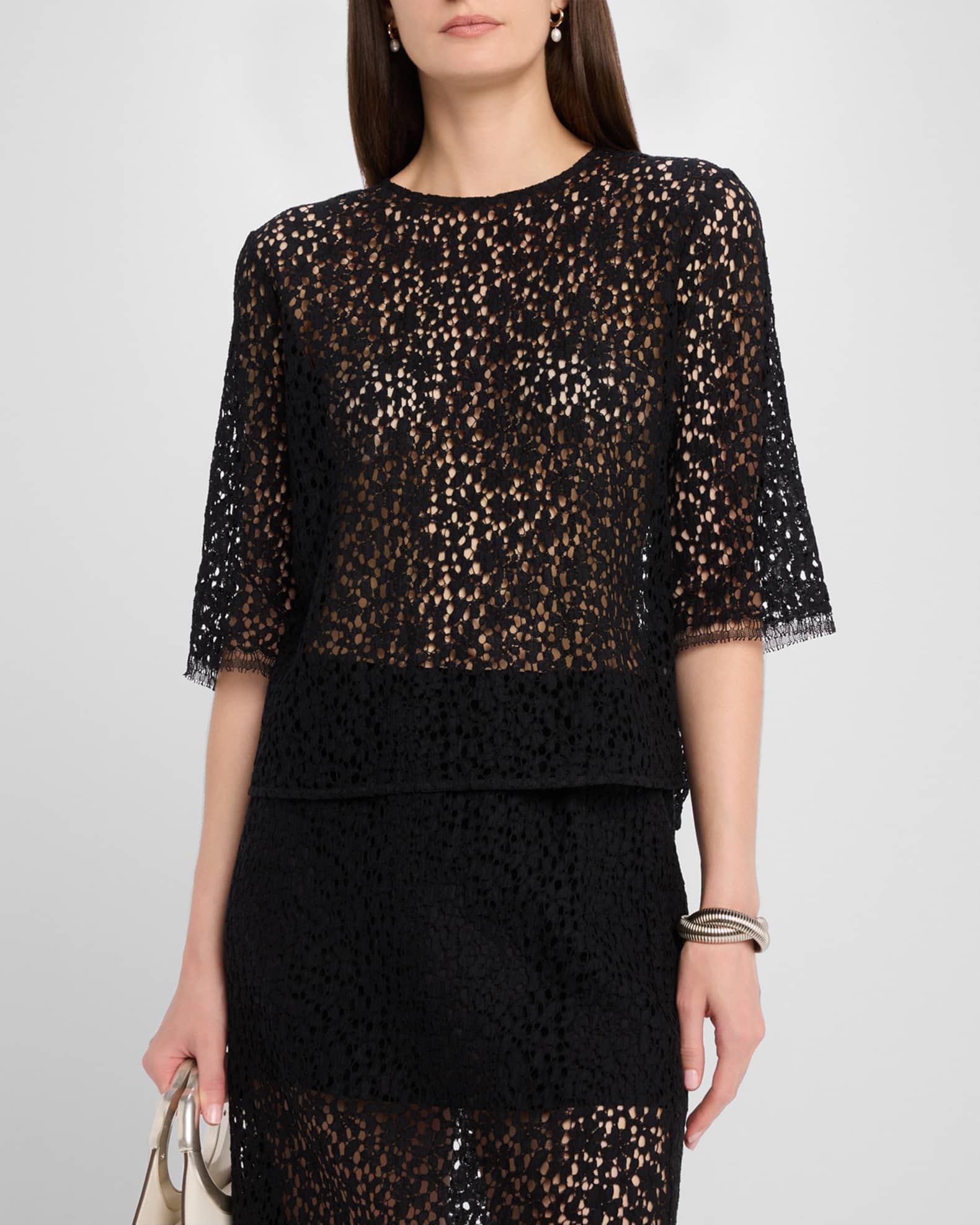 MARIA MCMANUS Lace Short-Sleeve T-Shirt | Neiman Marcus