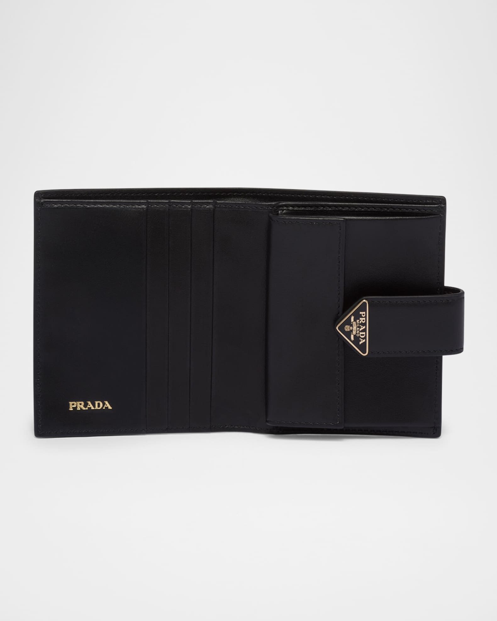 Prada Small Saffiano and Smooth Leather Bifold Wallet | Neiman Marcus
