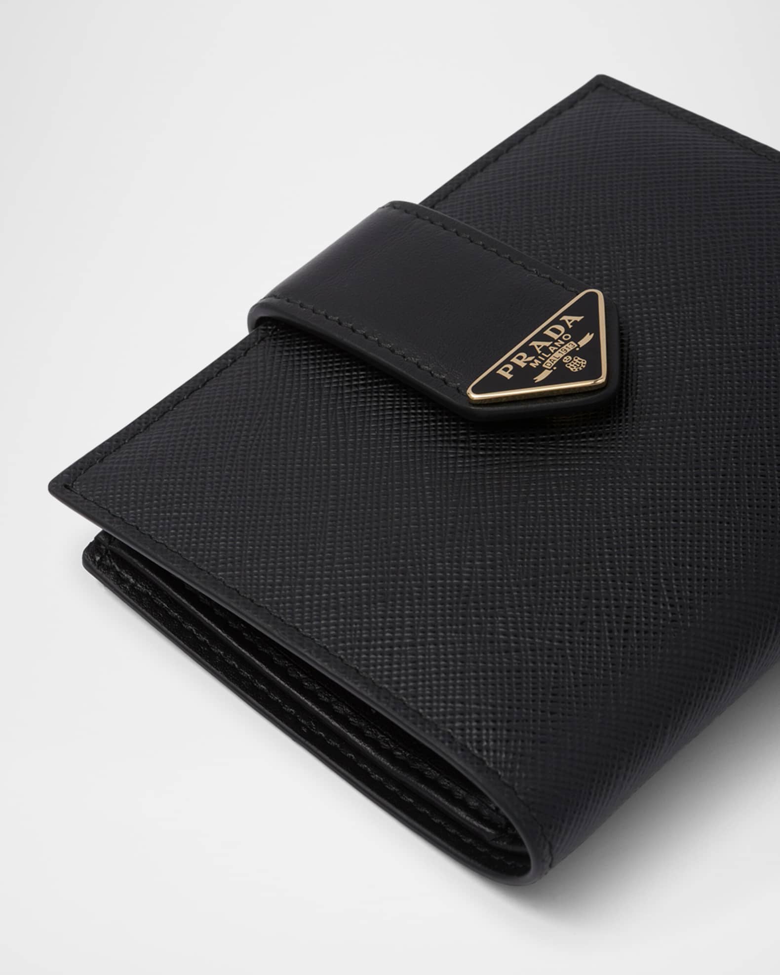 Prada Small Saffiano and Smooth Leather Bifold Wallet | Neiman Marcus