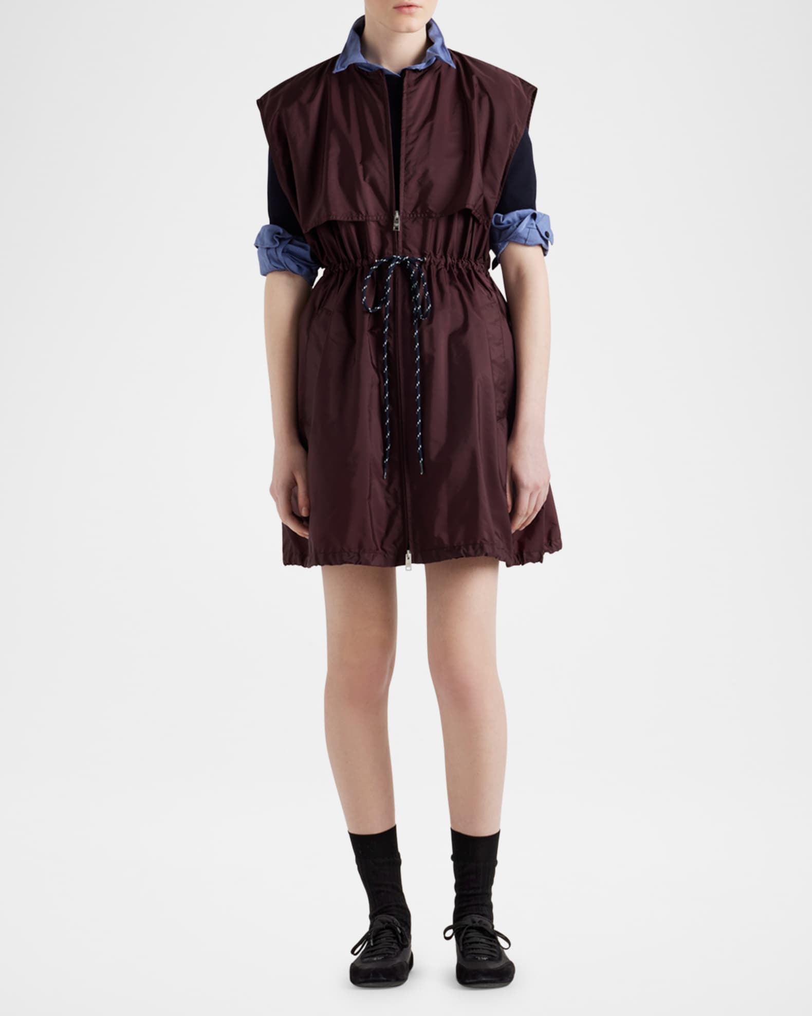 Prada Re-Nylon Sleeveless Mini Utility Dress | Neiman Marcus