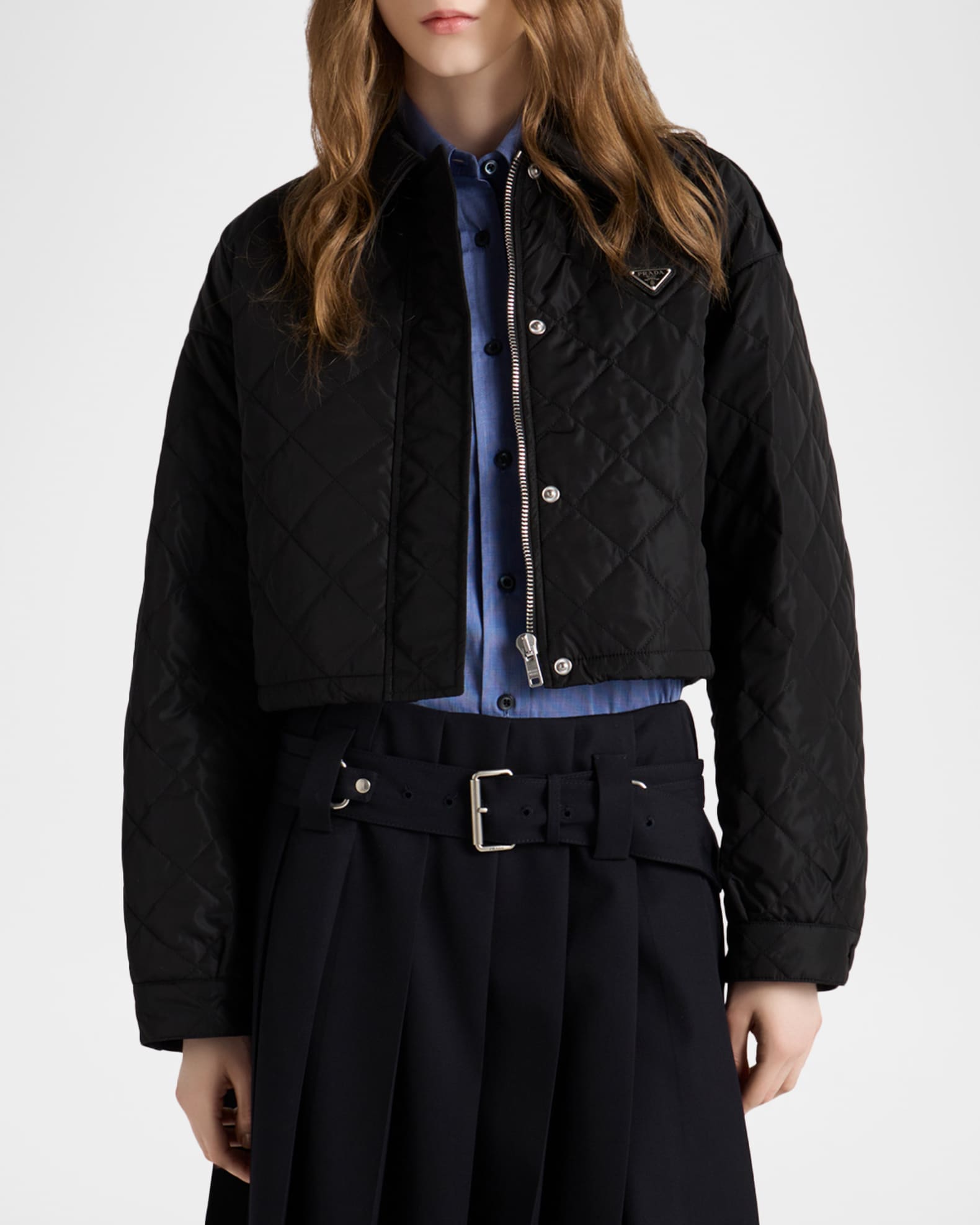 Prada Quilted Lightweight Re-Nylon Crop Blouson Jacket | Neiman Marcus