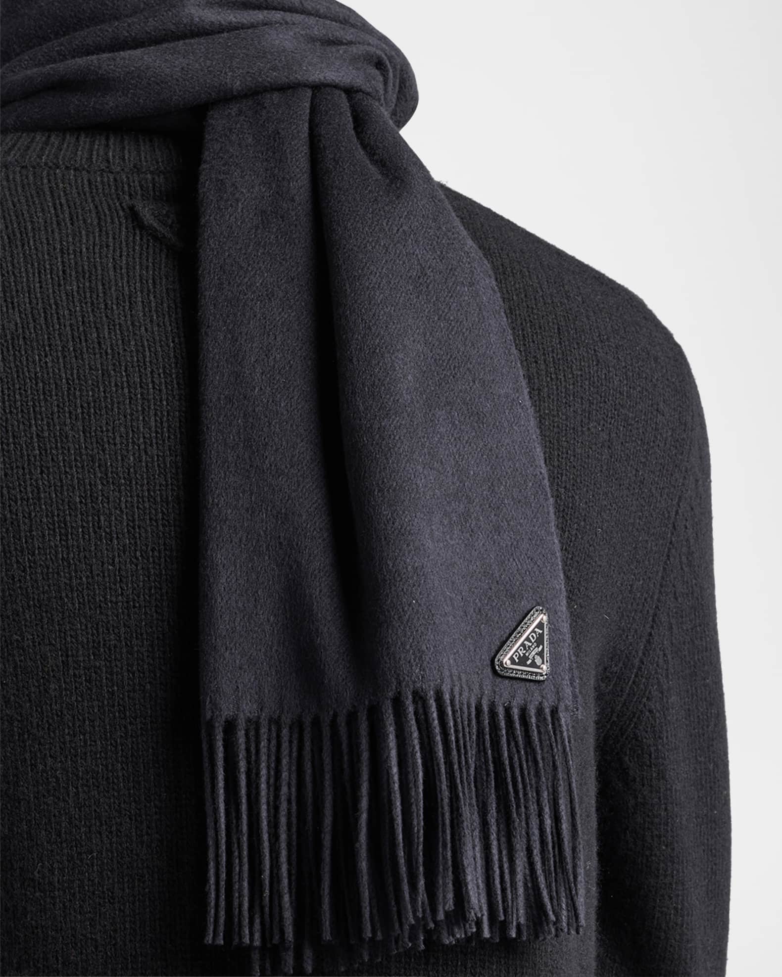 Prada Men's Fringed Silk & Cashmere Scarf | Neiman Marcus