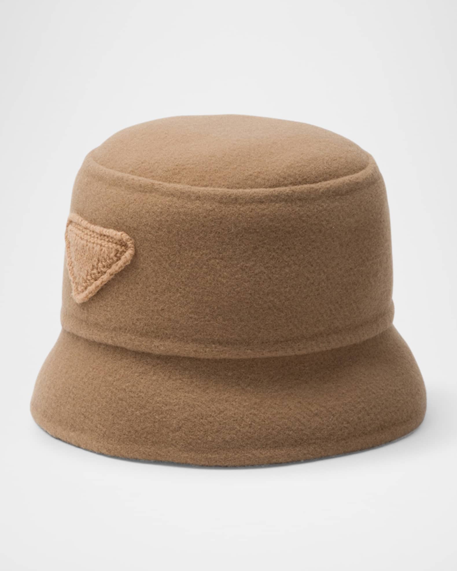 Prada Knit Tirangle Velour Bucket Hat | Neiman Marcus