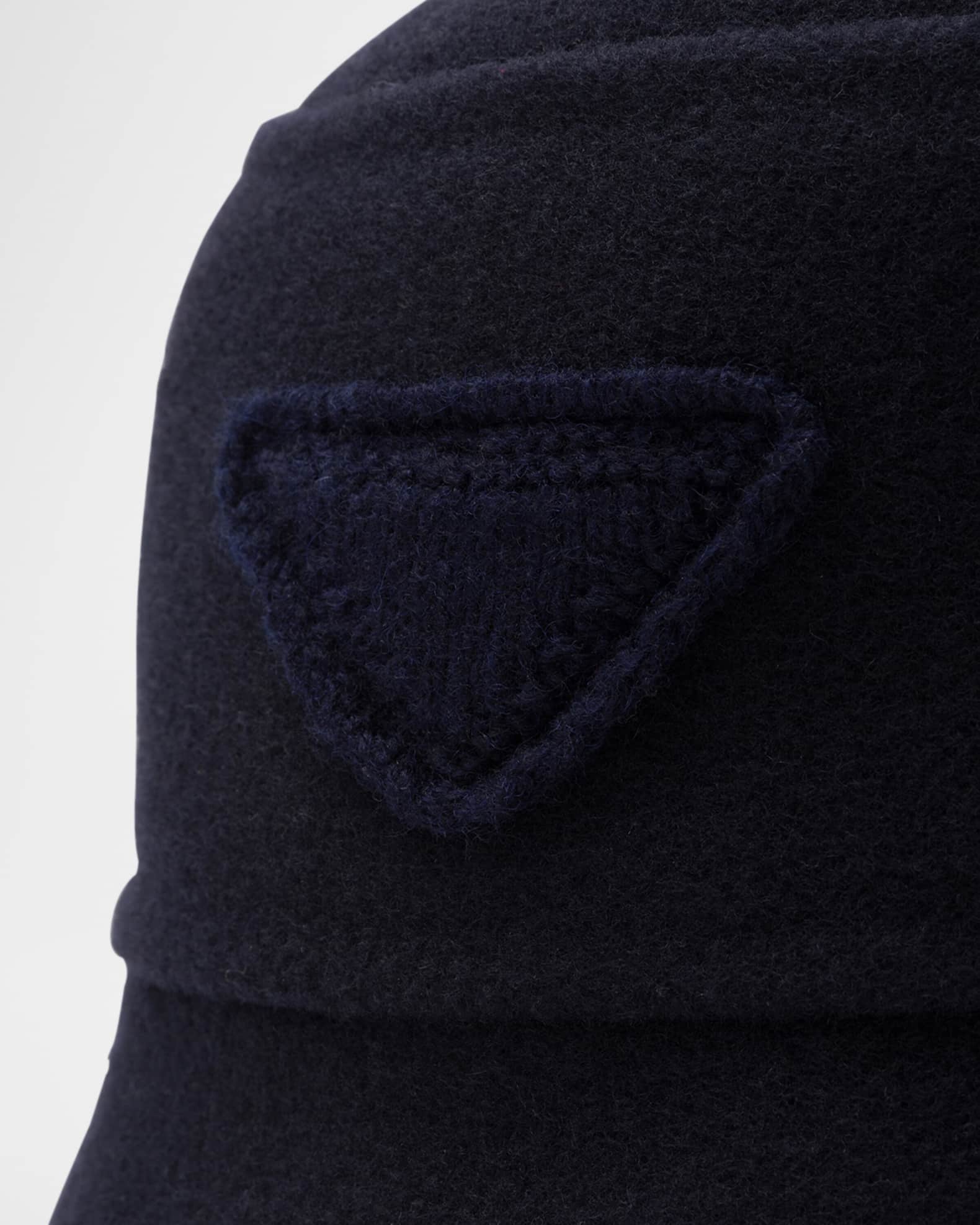 Prada Knit Tirangle Velour Bucket Hat | Neiman Marcus