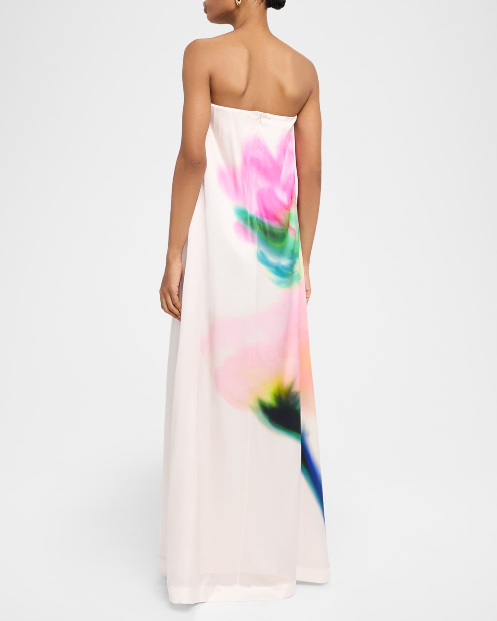 REBECCA VALLANCE Dahlia Blossom Strapless Silk Maxi Dress | Neiman Marcus