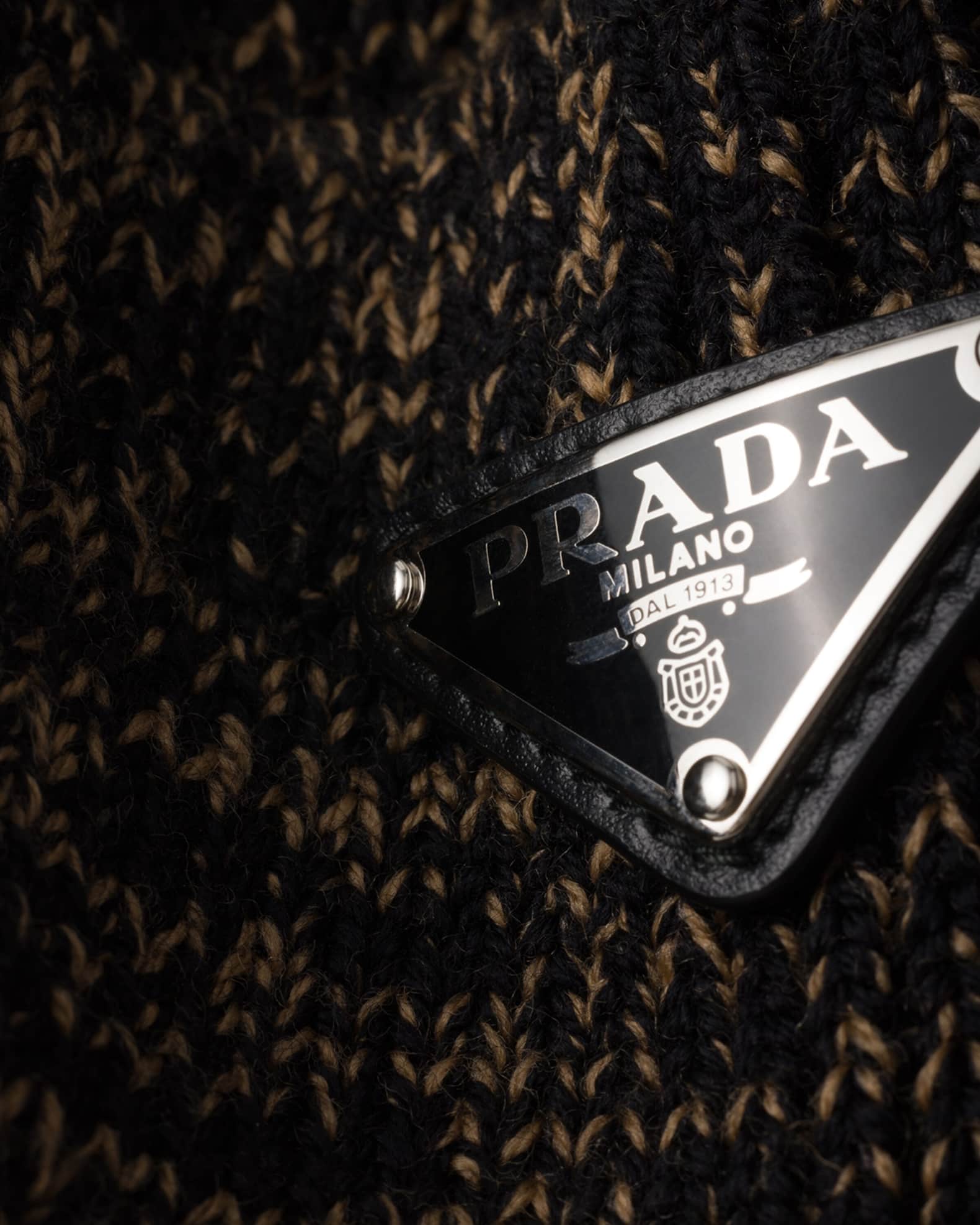 Prada Men's Melange Ribbed Wool Beanie | Neiman Marcus