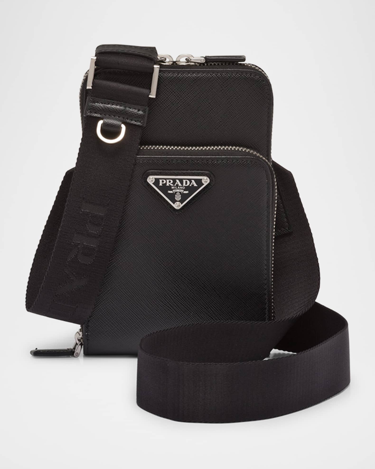 Prada Men's Saffiano Leather Smartphone Case | Neiman Marcus