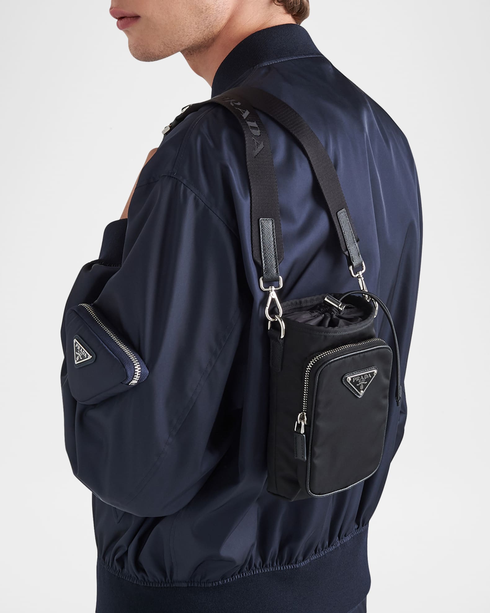 Prada Men's Tessuto Drawstring Nylon Smartphone Case w/ Strap | Neiman ...