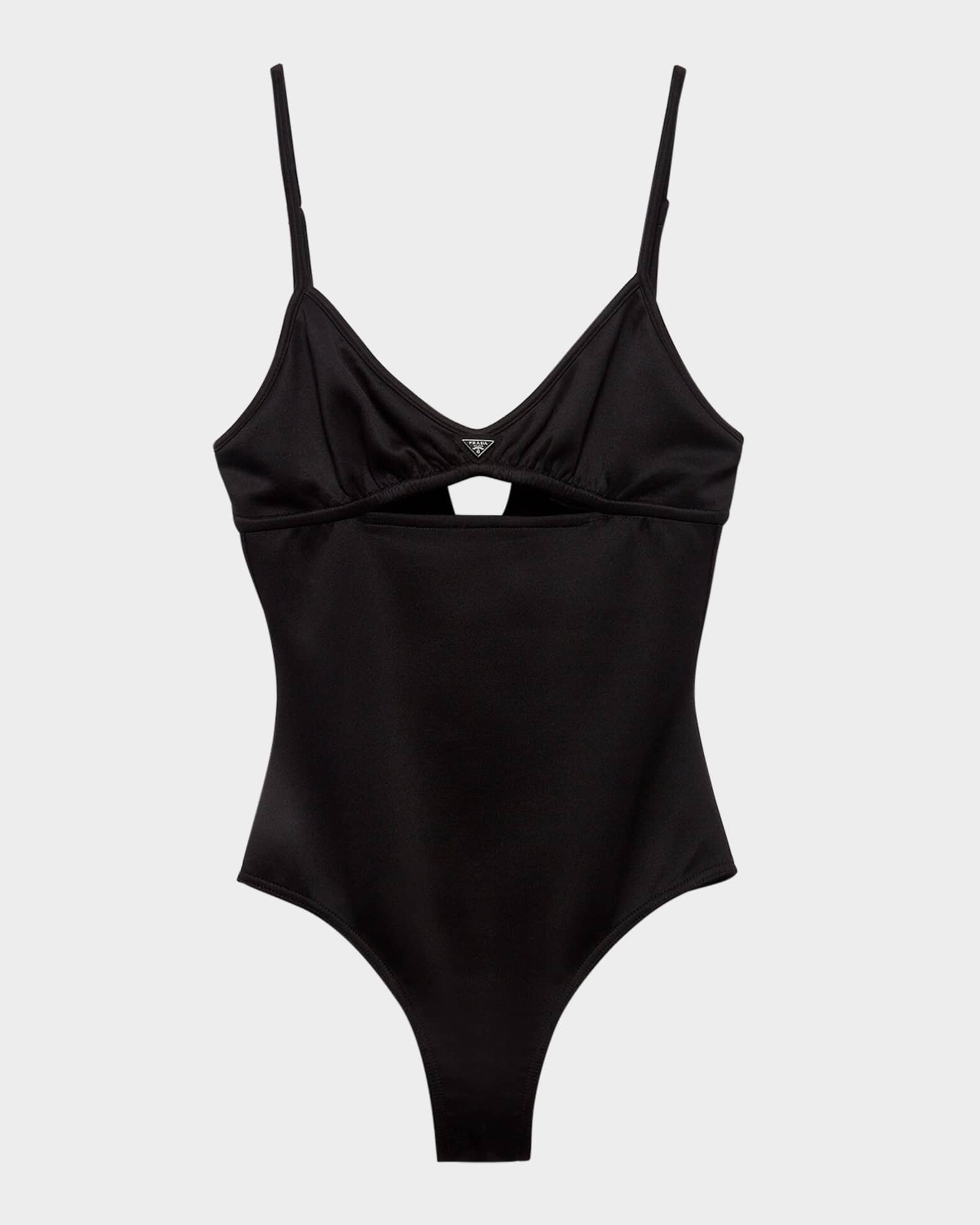 Prada Triangle Cutout One-Piece Swimsuit | Neiman Marcus