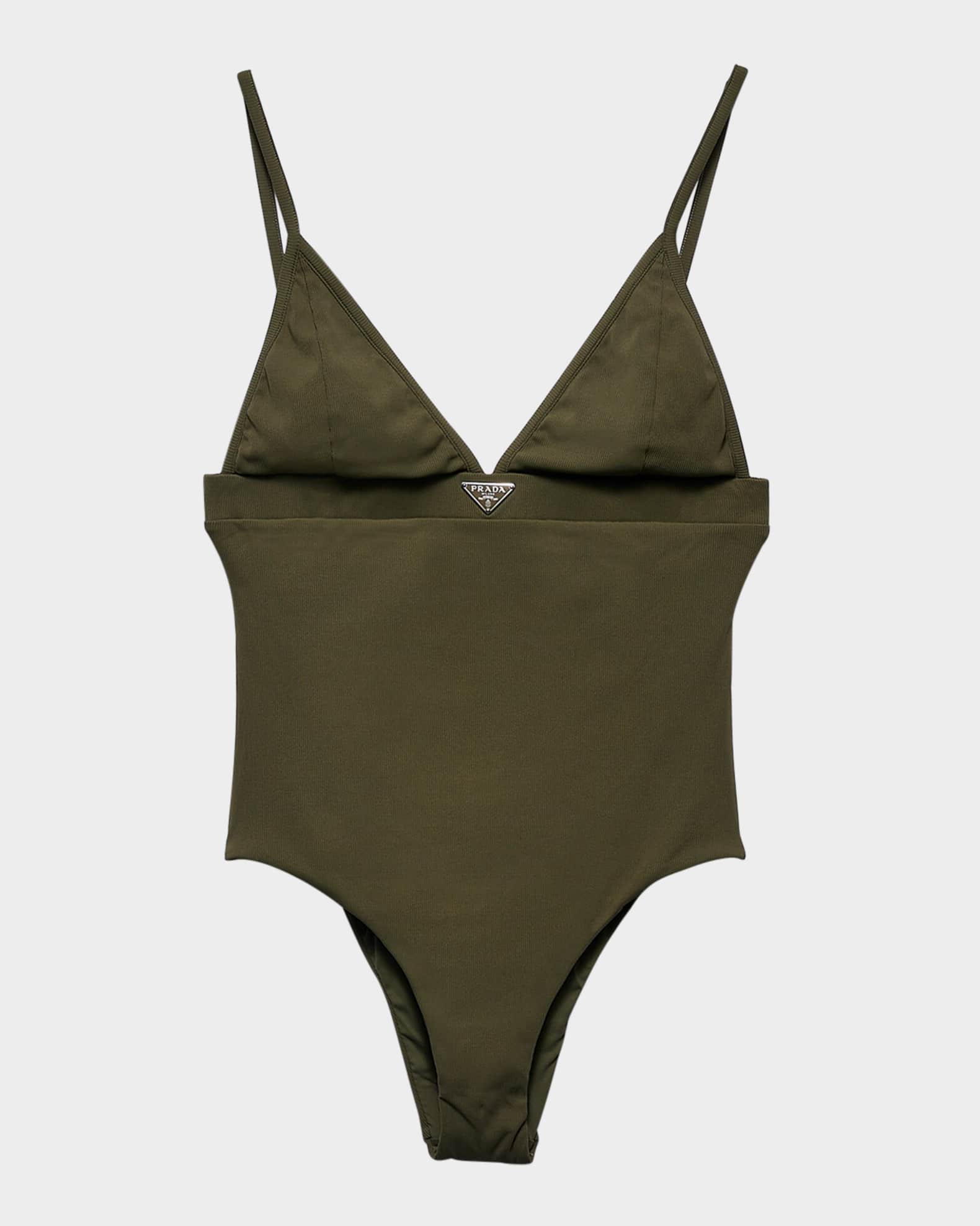 Prada Ribbed Knit One-Piece Swimsuit | Neiman Marcus