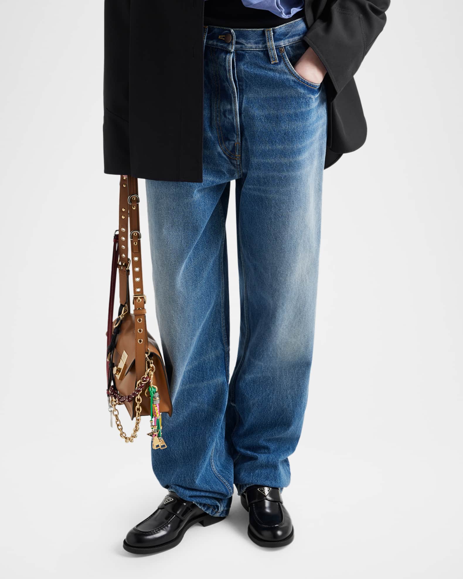 Prada Wide-Leg Denim Jeans | Neiman Marcus