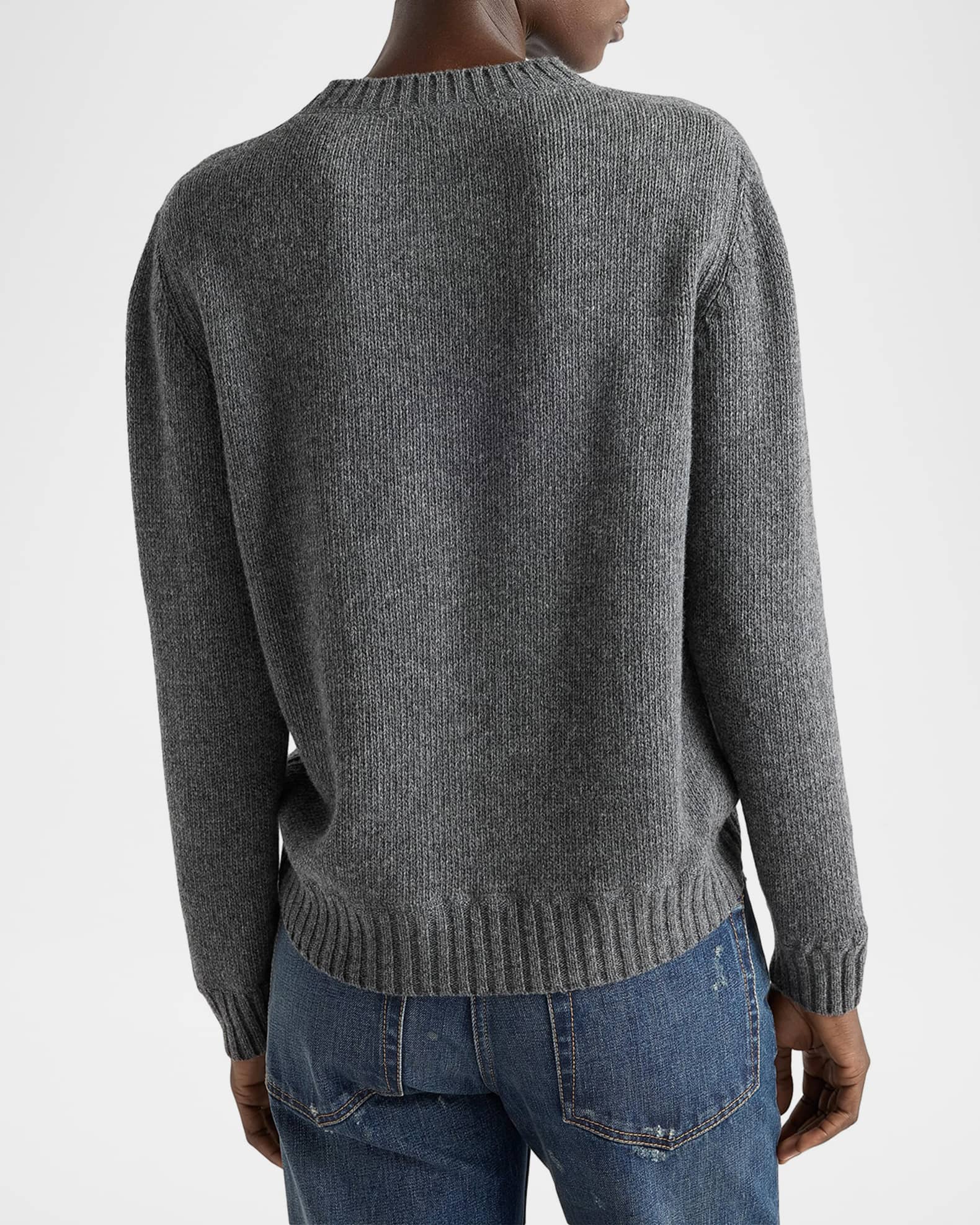 Prada Cashmere-Wool Logo Crewneck Sweater | Neiman Marcus