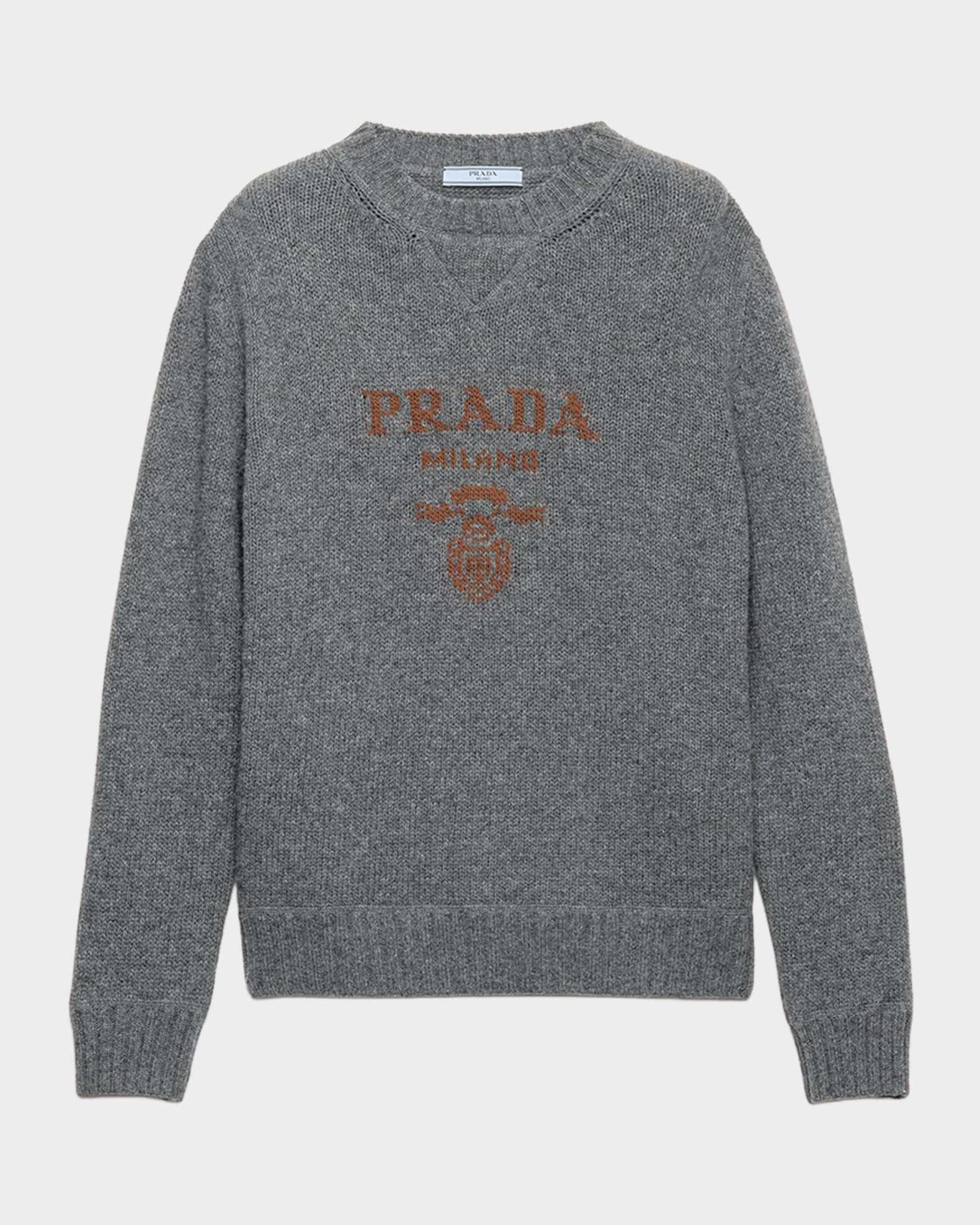 Prada Cashmere-Wool Logo Crewneck Sweater | Neiman Marcus