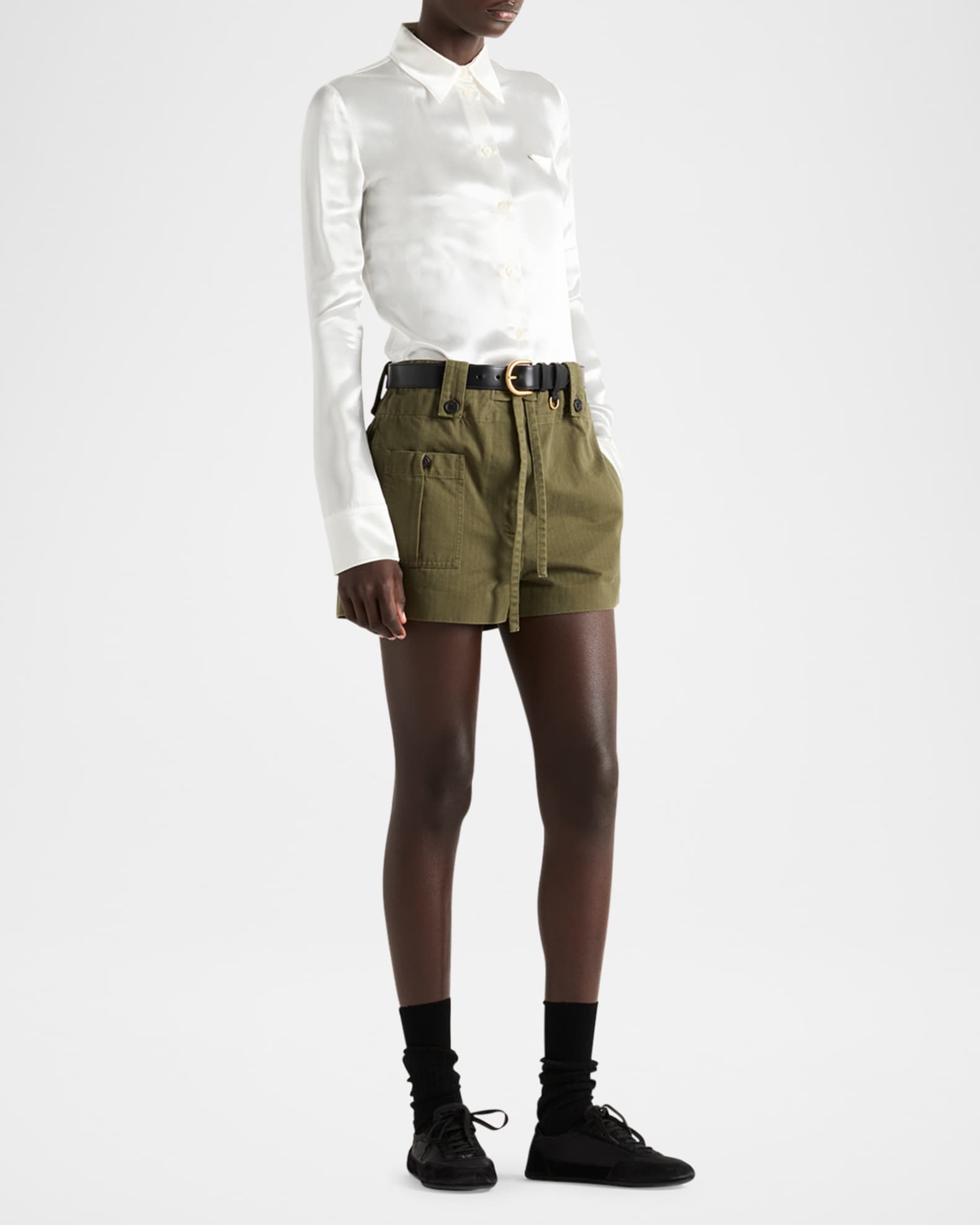 Prada Washed Drawstring Shorts | Neiman Marcus
