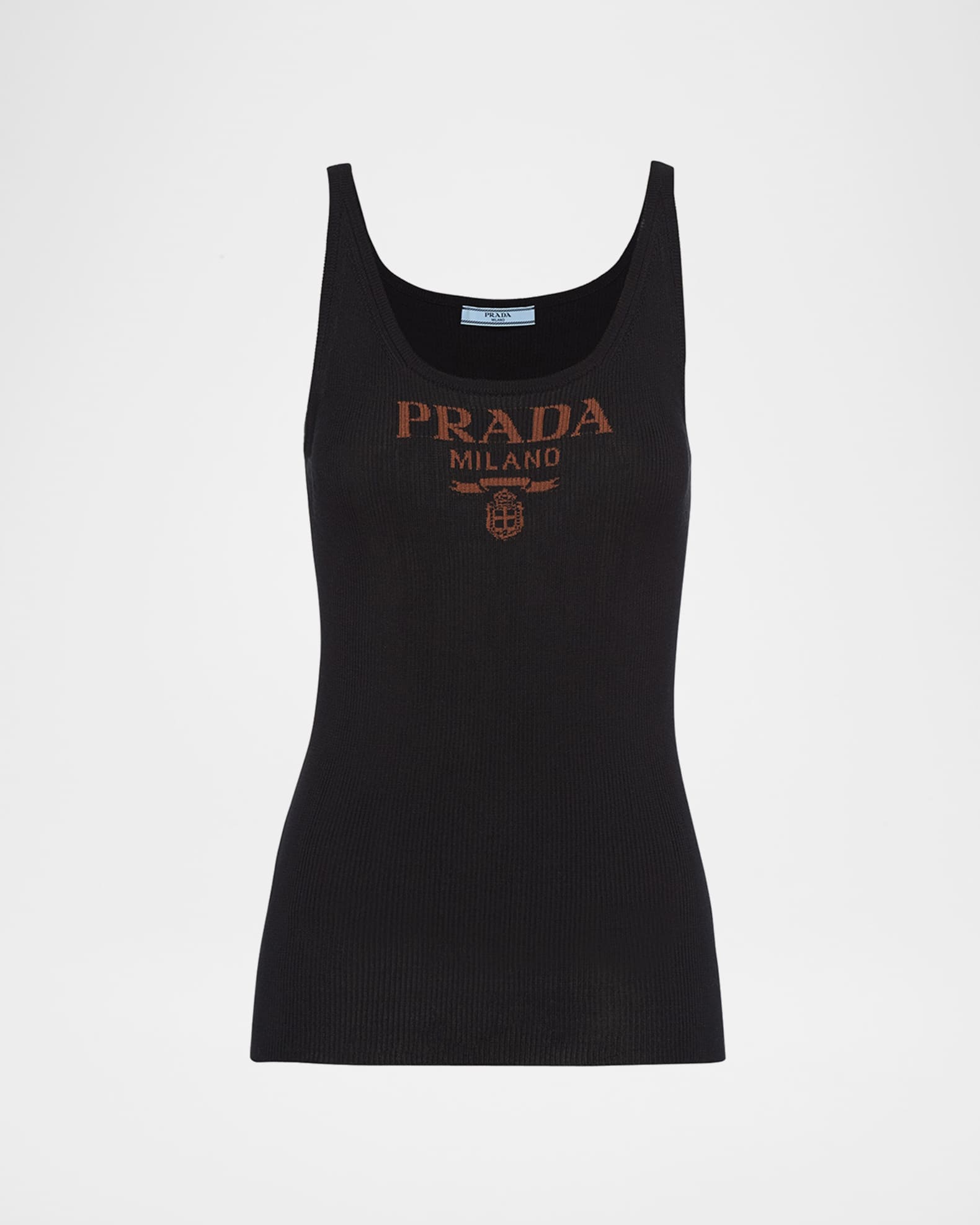 Prada Logo-Print Slim Knit Tank Top | Neiman Marcus