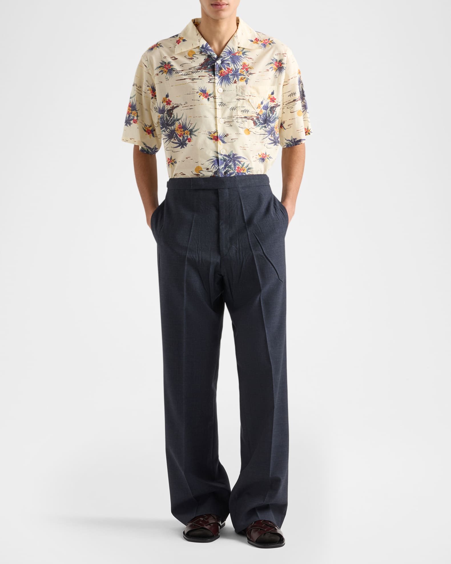 Prada Men's Hawaii Cotton Camp Shirt | Neiman Marcus