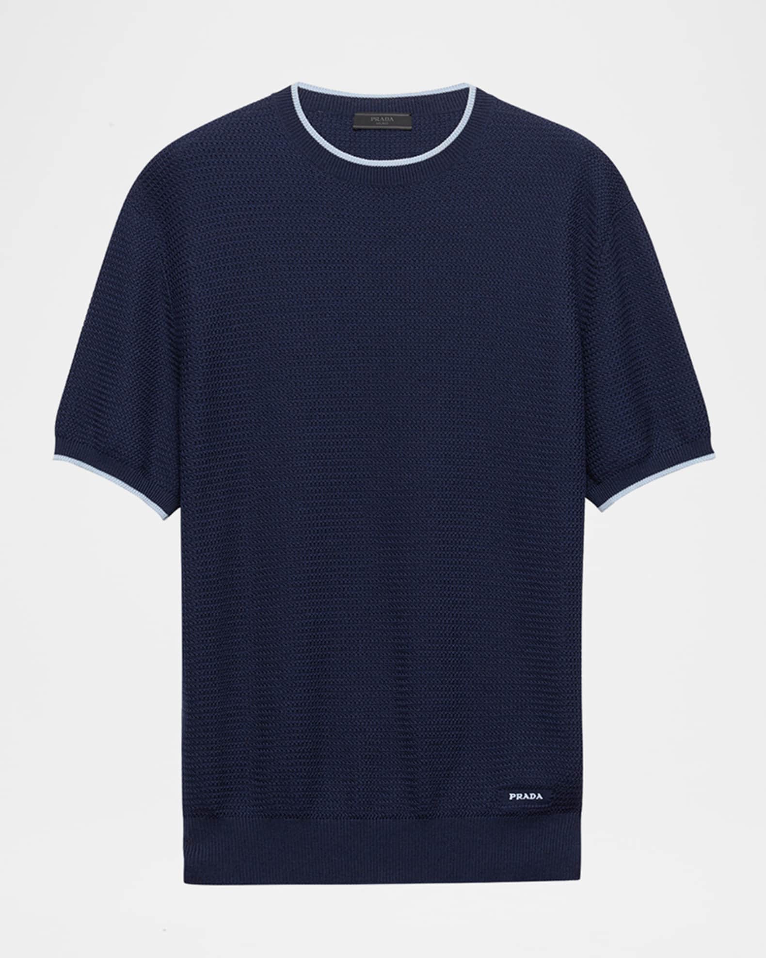 Prada Men's Silk-Cotton Mesh Sweater | Neiman Marcus