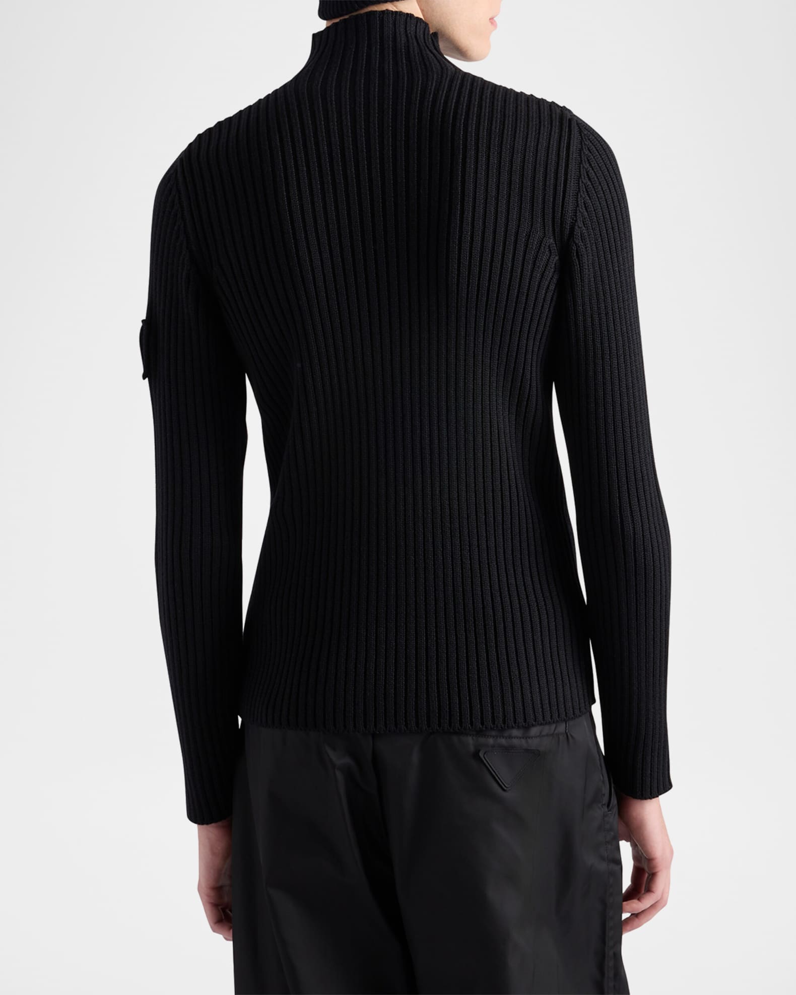 Prada Men's Ribbed Wool Mock-Neck Sweater | Neiman Marcus