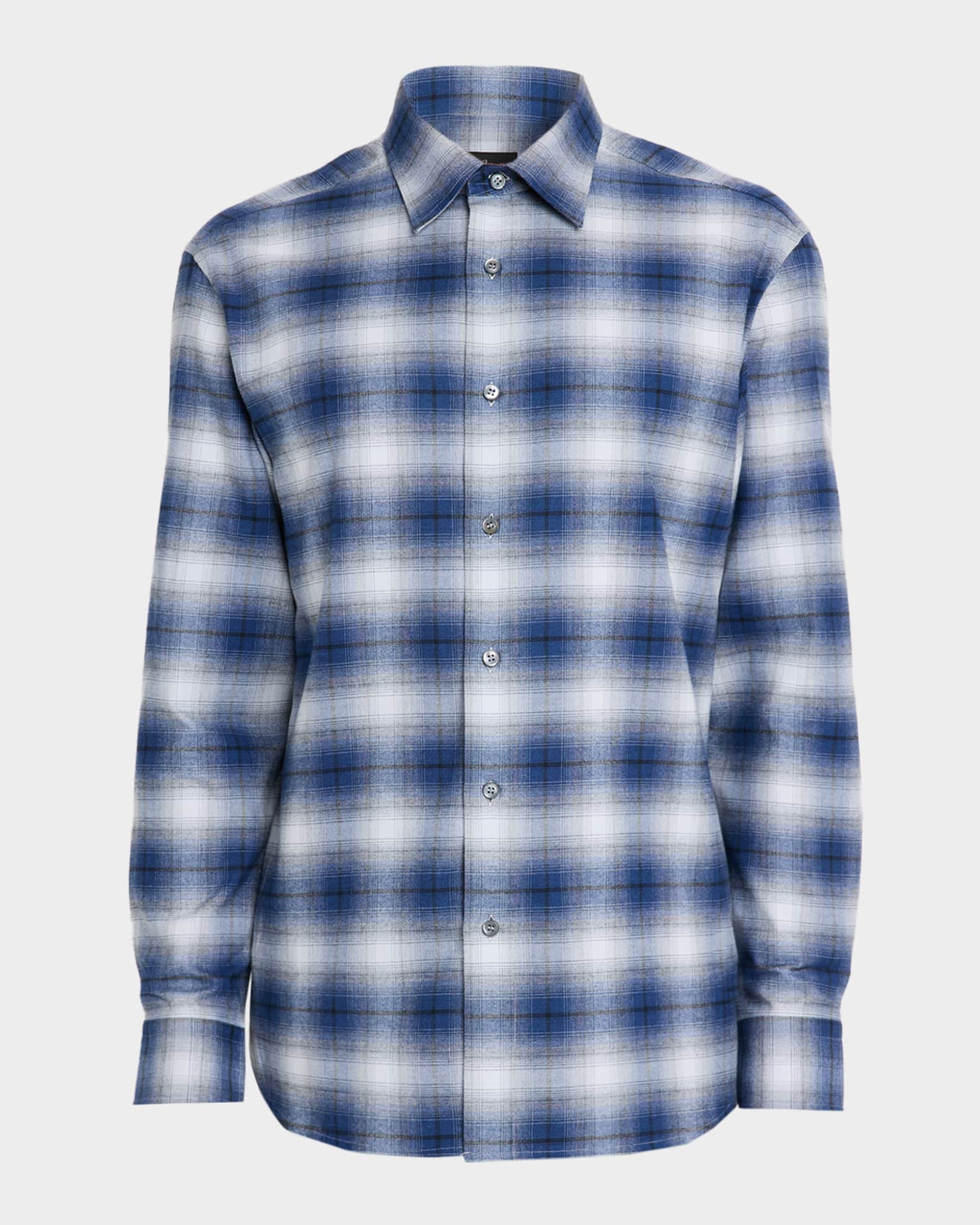 Brioni Men's Cotton Flannel Check Sport Shirt | Neiman Marcus
