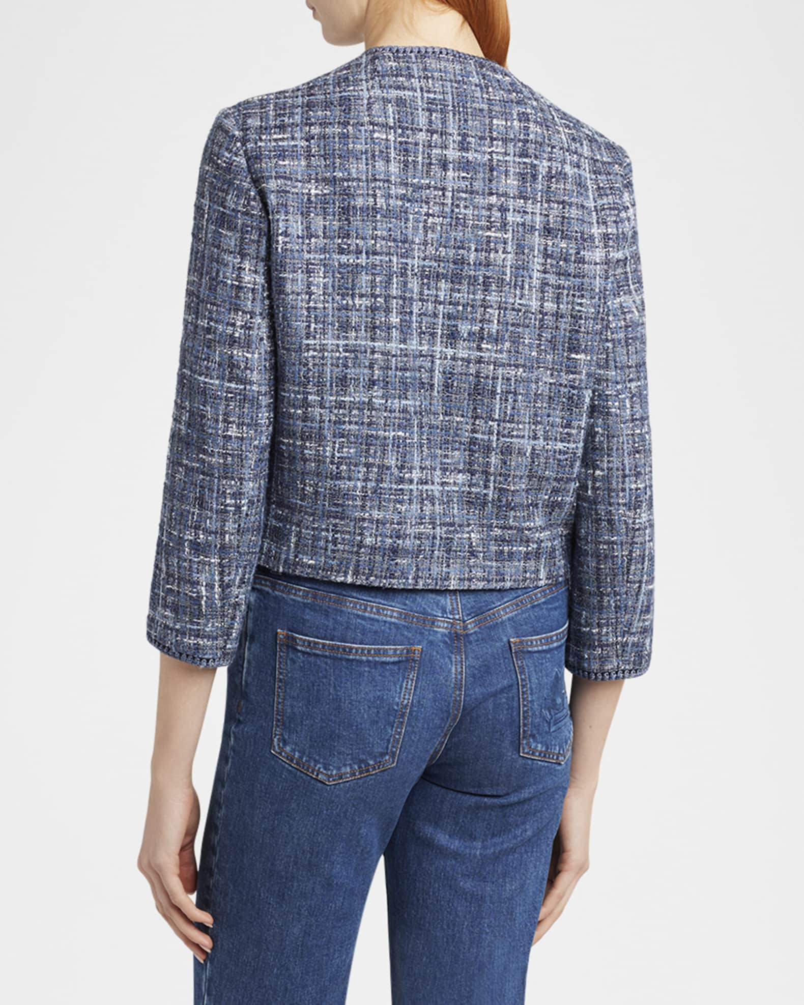 Etro Single-Breasted Tweed Crop Jacket | Neiman Marcus