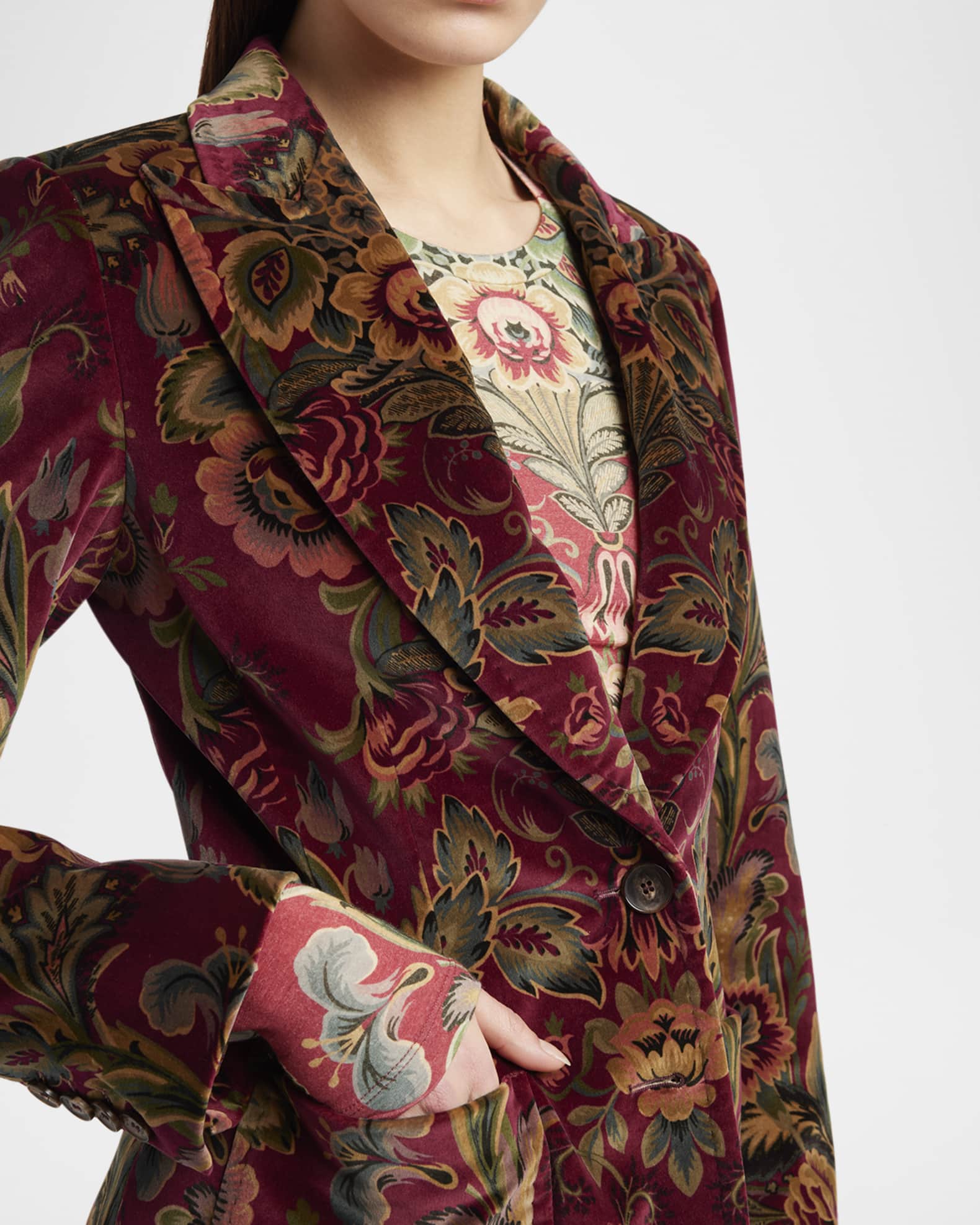 Etro Floral Velvet Single-Breasted Jacket | Neiman Marcus