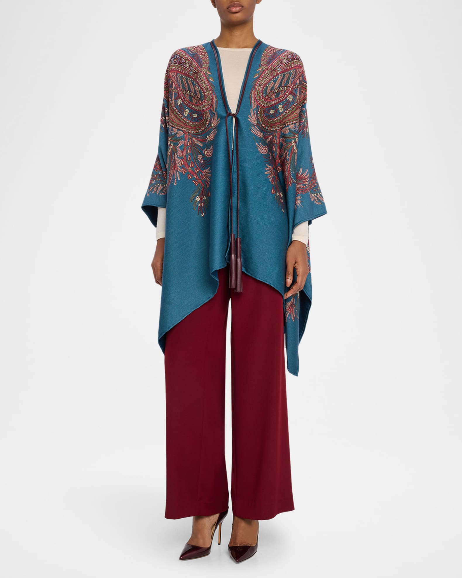 Etro Floral Paisley-Print Handkerchief Cape | Neiman Marcus