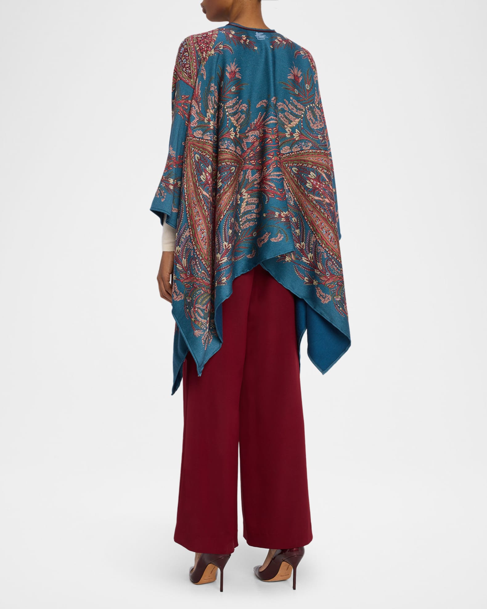Etro Floral Paisley-Print Handkerchief Cape | Neiman Marcus