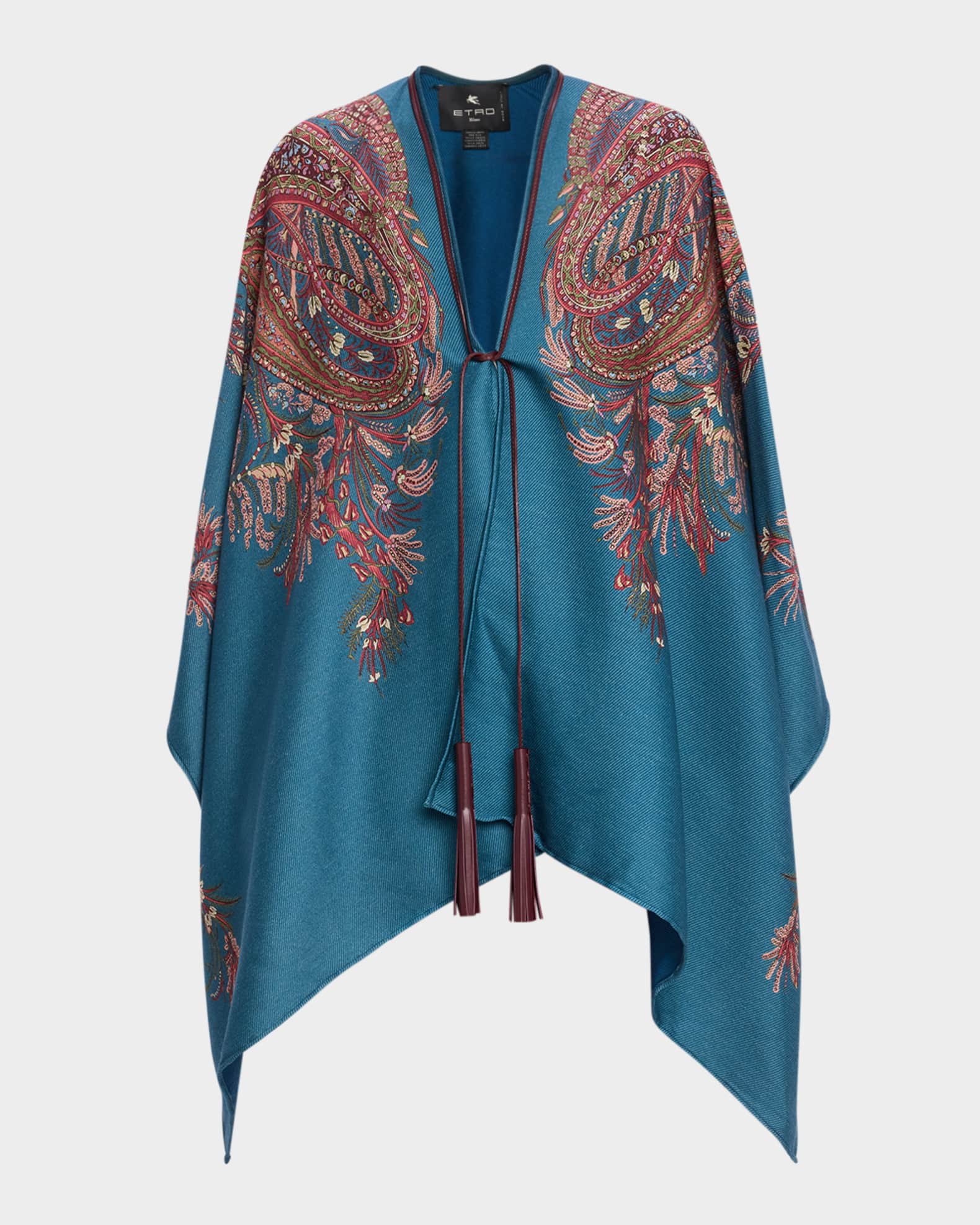 Etro Floral Paisley-Print Handkerchief Cape | Neiman Marcus