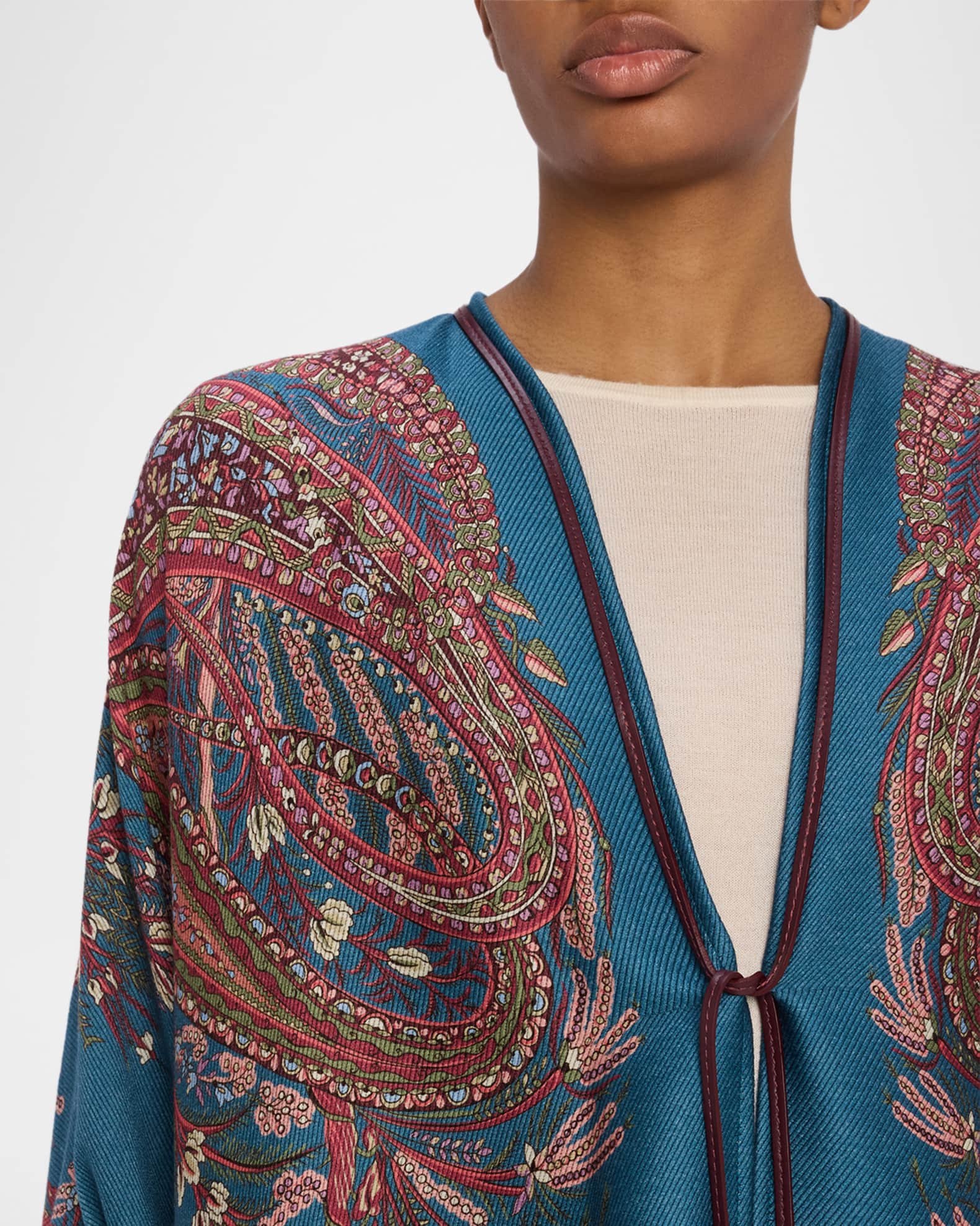 Etro Floral Paisley-Print Handkerchief Cape | Neiman Marcus