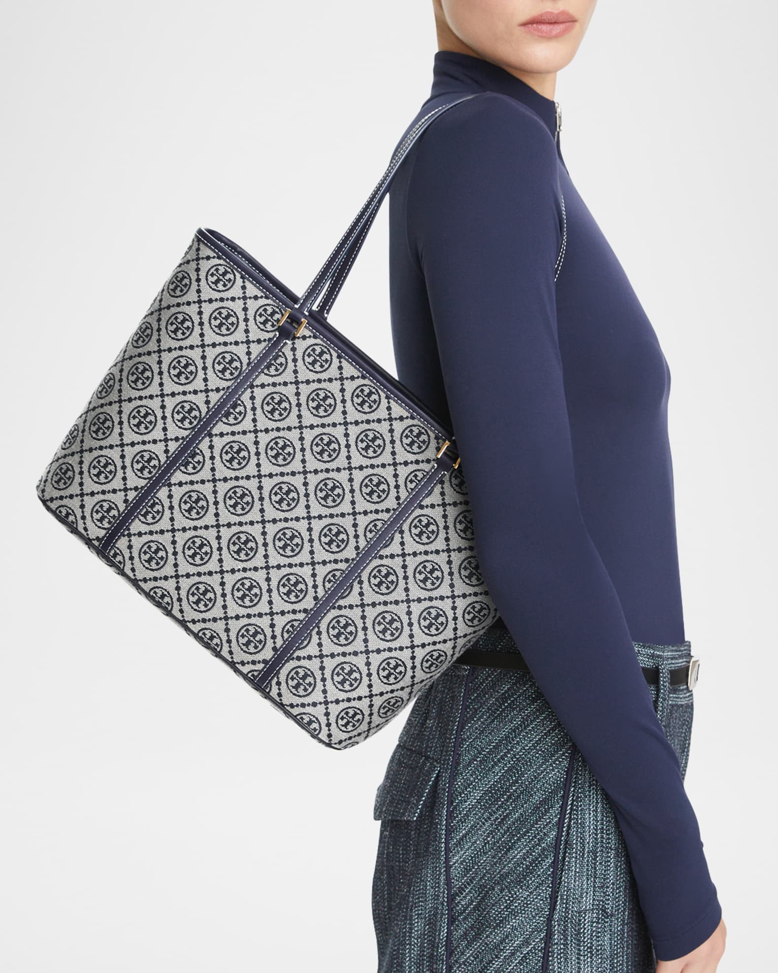 Tory Burch T Monogram Small Zip-Top Tote Bag | Neiman Marcus