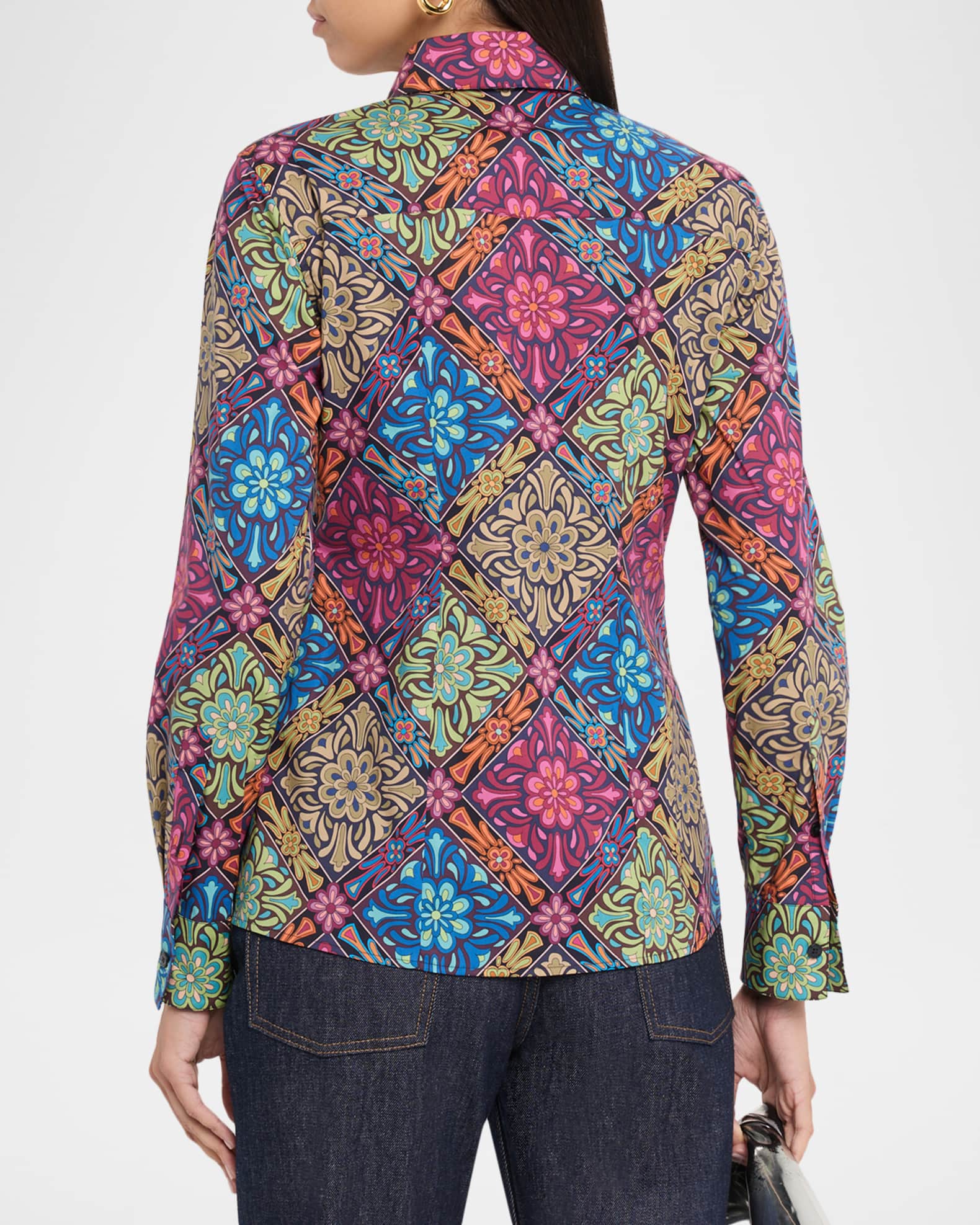 Etro Floral Geometric-Print Shirt | Neiman Marcus