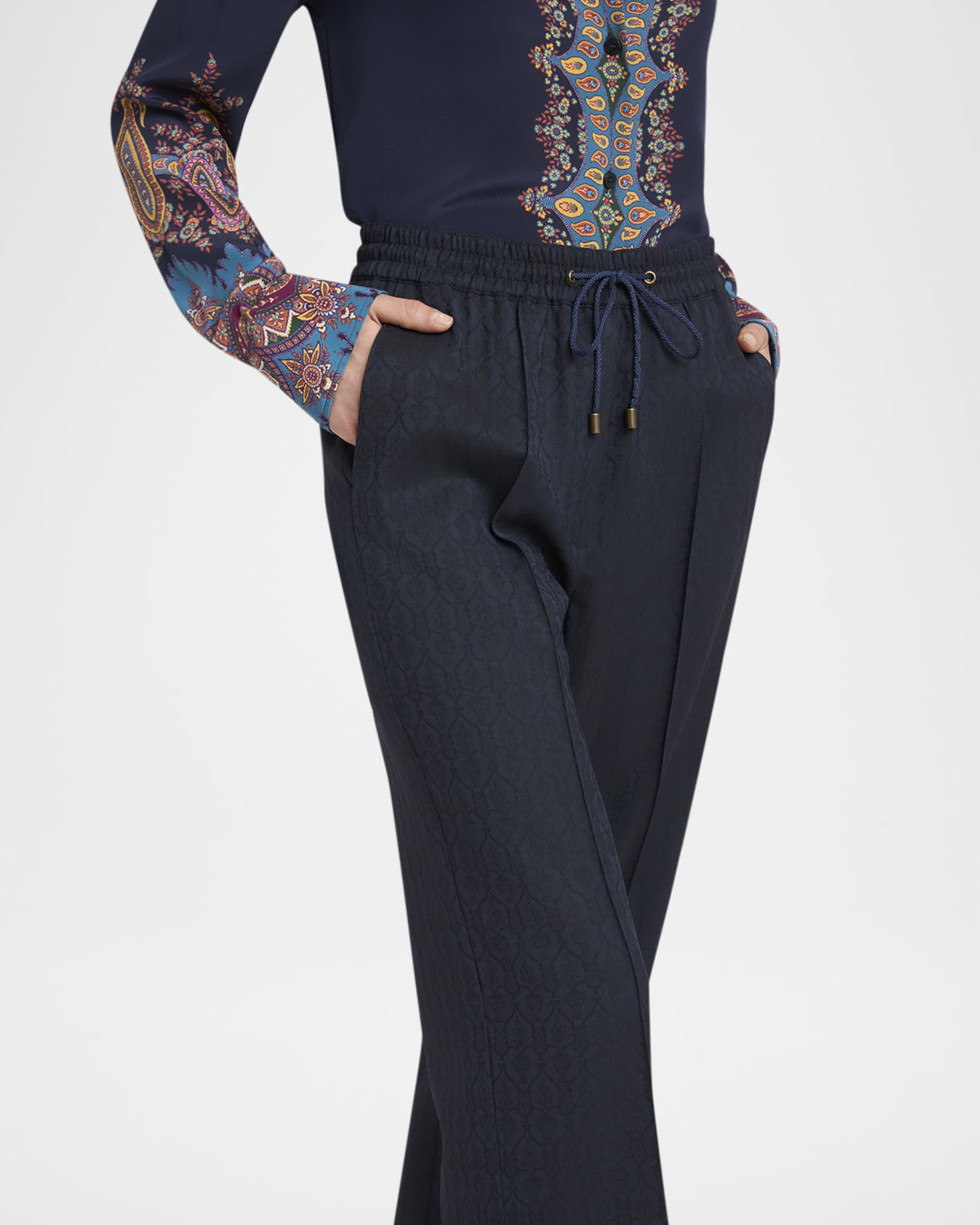 Etro Wool Jacquard Straight-Leg Ankle Joggers | Neiman Marcus
