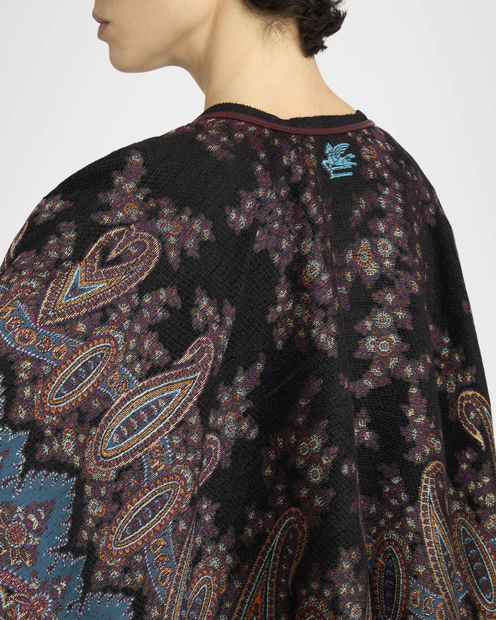 Etro Metallic Midnight Dream Cape With Leather Trim | Neiman Marcus