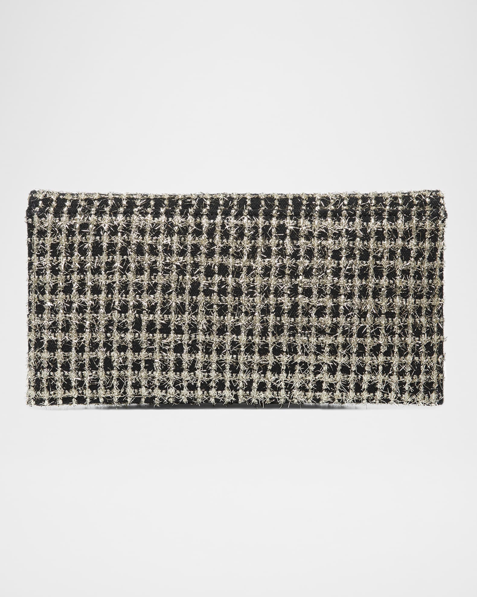 MICHELLE WILHITE Eloise Flap Fringe Grid Clutch Bag | Neiman Marcus