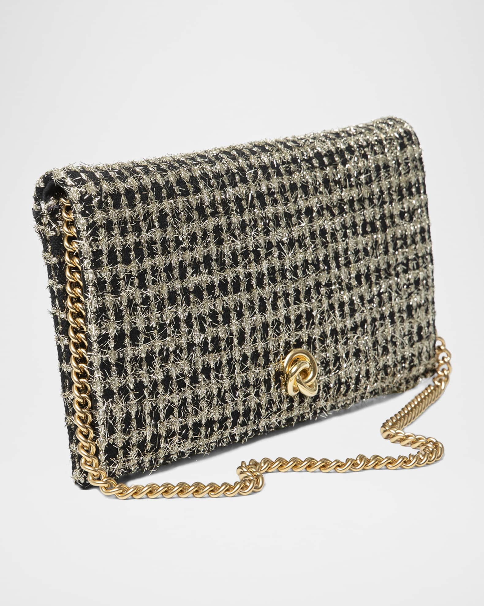 MICHELLE WILHITE Eloise Flap Fringe Grid Clutch Bag | Neiman Marcus