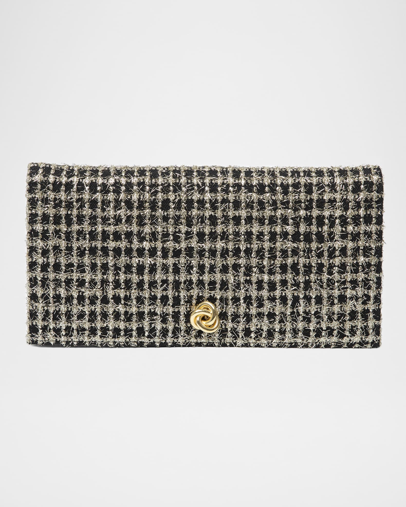 MICHELLE WILHITE Eloise Flap Fringe Grid Clutch Bag | Neiman Marcus