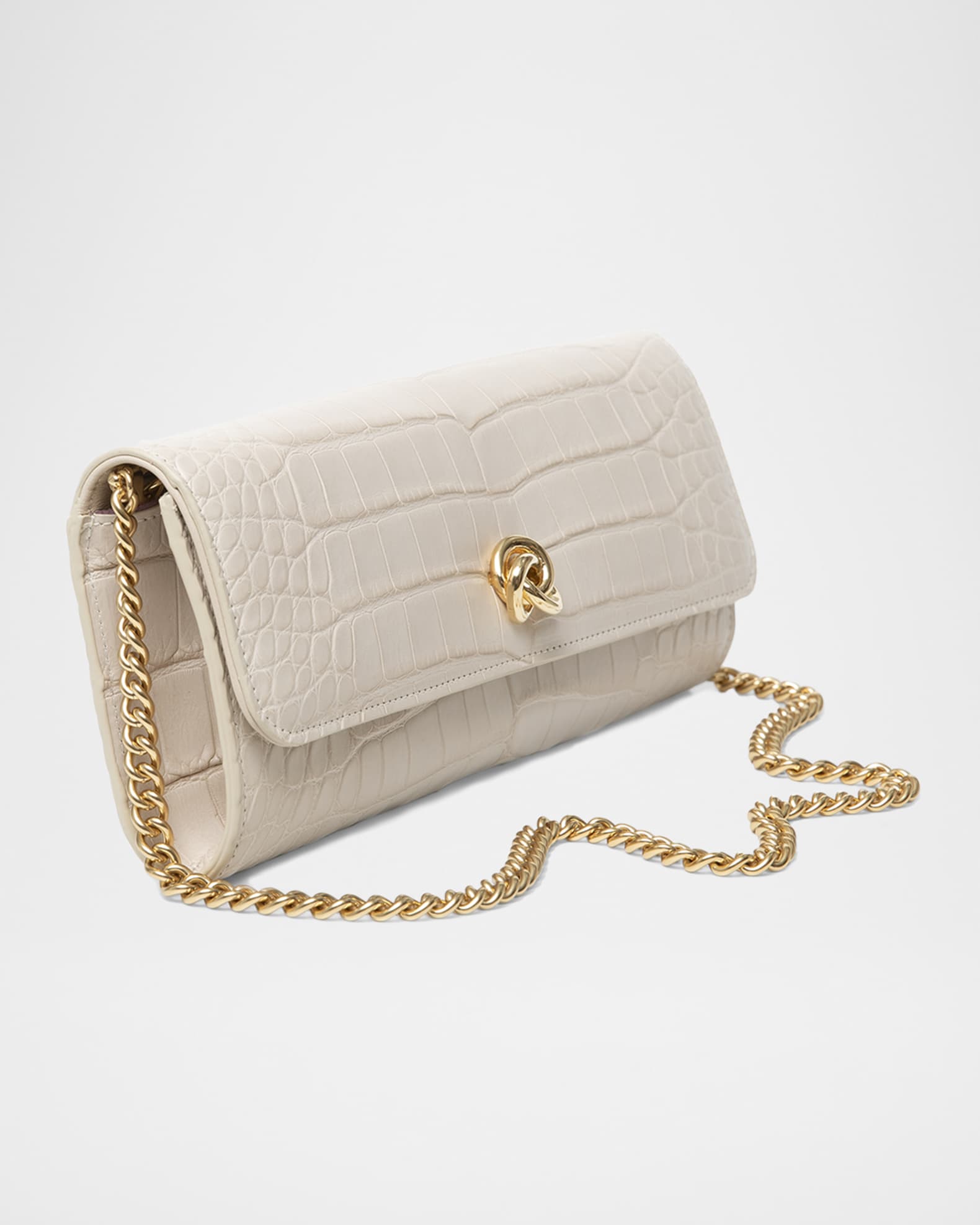 MICHELLE WILHITE Mini Robbie Alligator Leather Flap Clutch Bag | Neiman ...