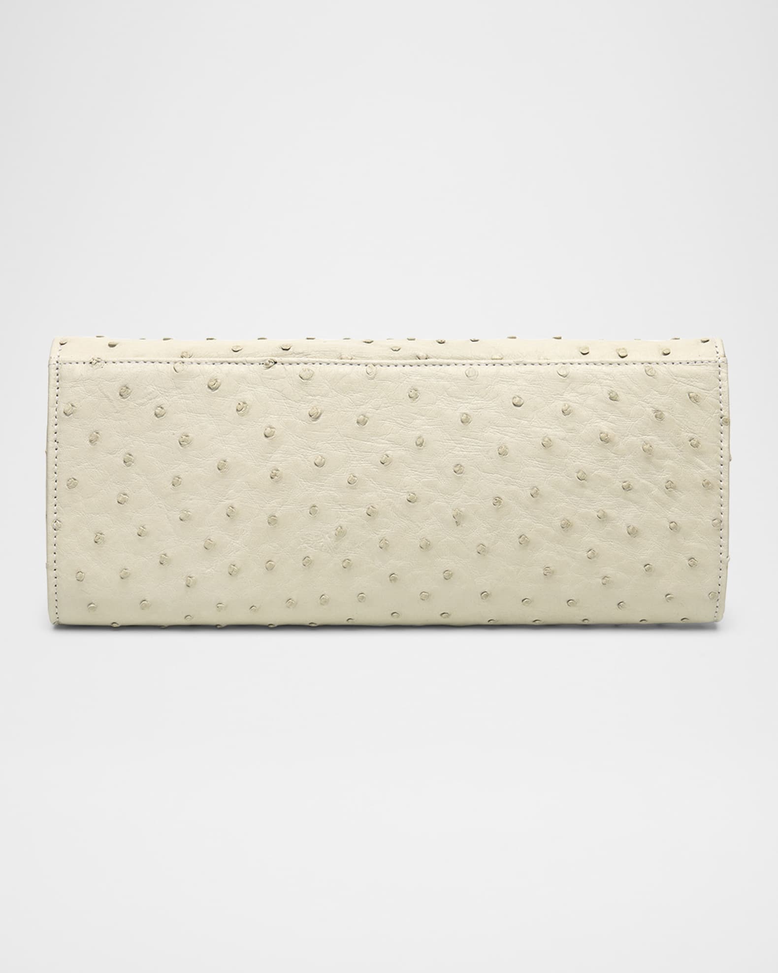 MICHELLE WILHITE Robbie Ostrich Leather Flap Clutch Bag | Neiman Marcus